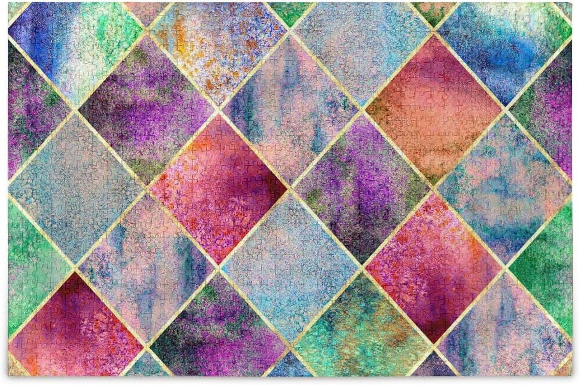 Puzzles for Adults 1000 Piece, Watercolor Abstract Colorful Geometric ...