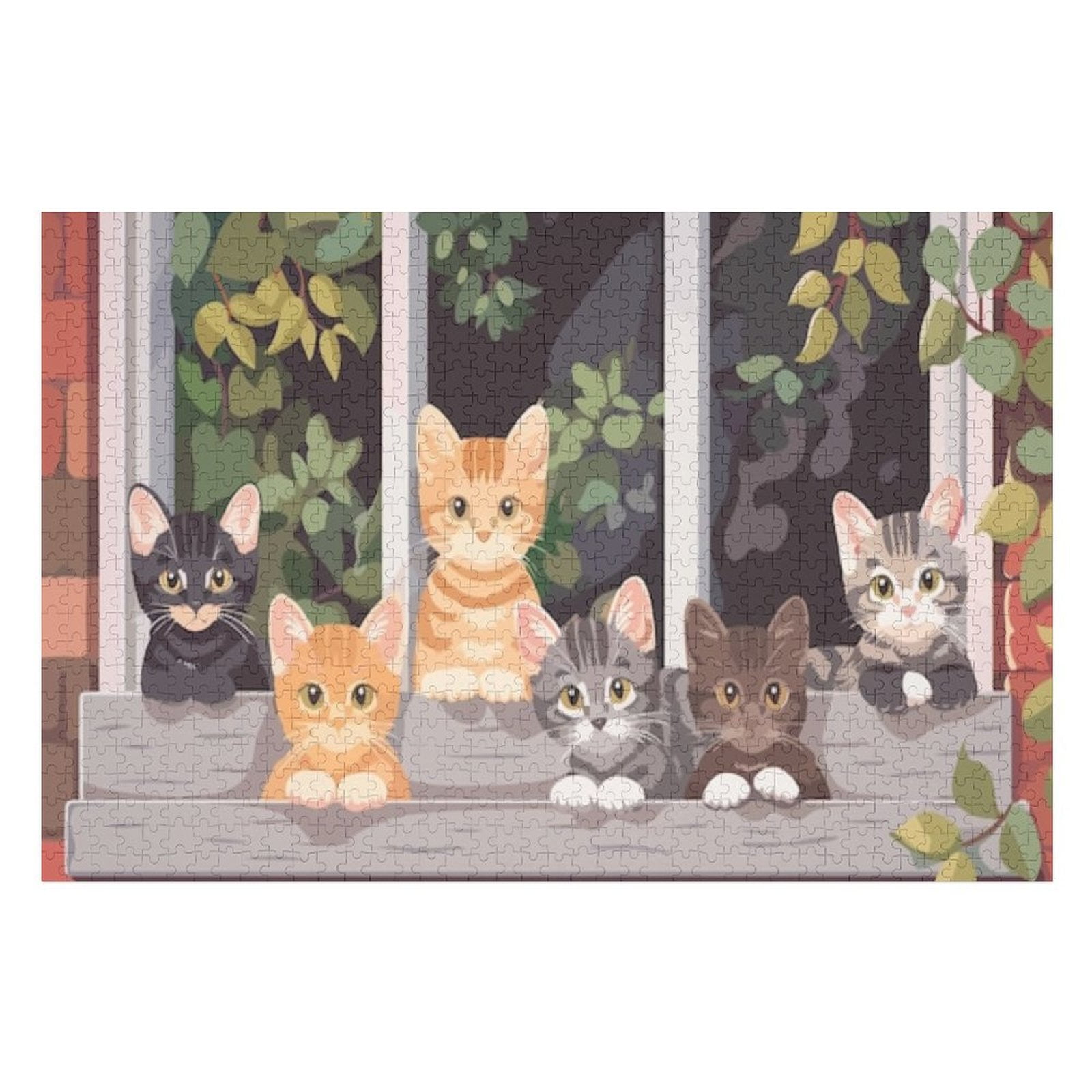 Puzzles for Adults 1000 Pieces - Adorable Kittens Sitting Window Sill ...
