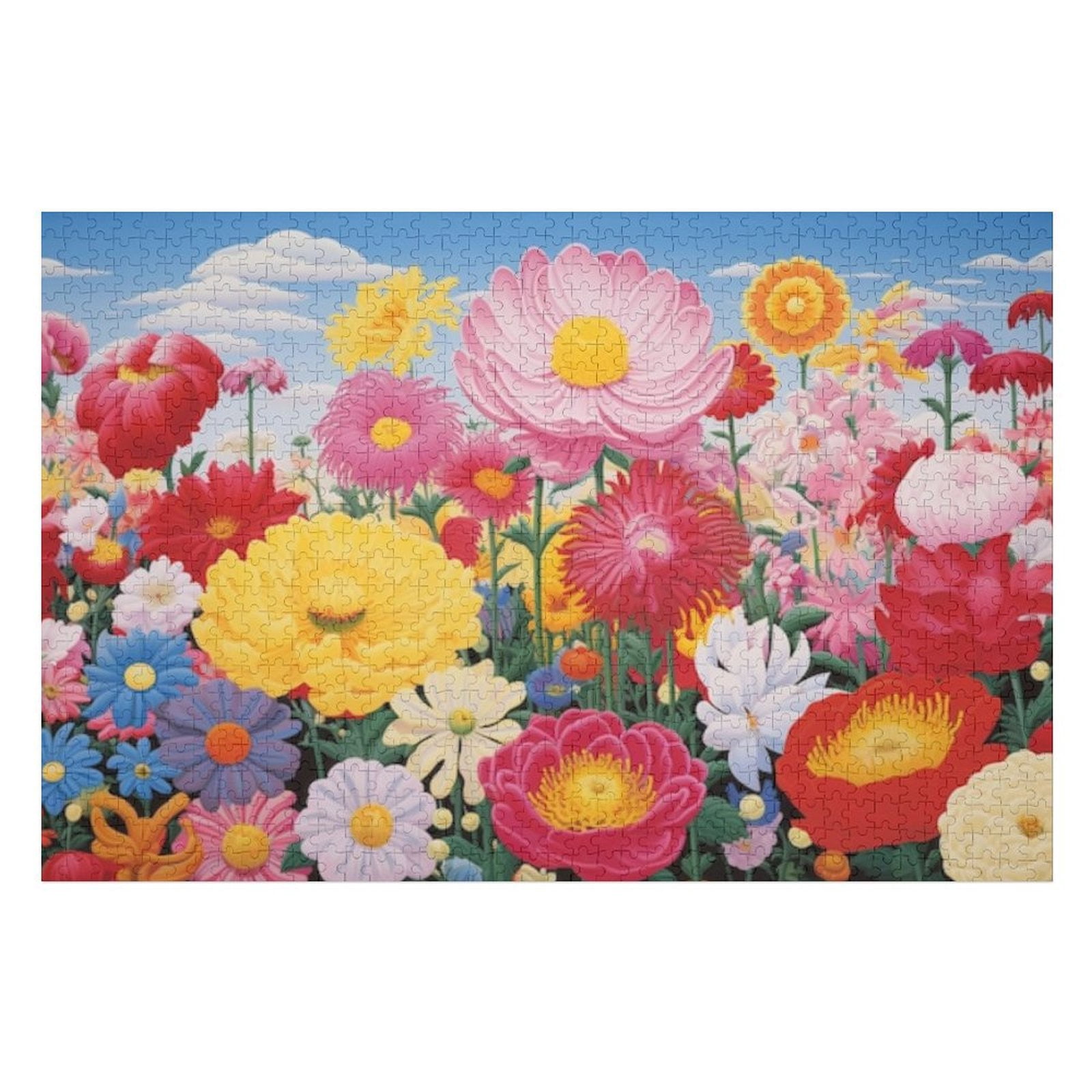 Puzzles for Adults 1000 Pieces - Brightly Colored Flowers Are Field ...