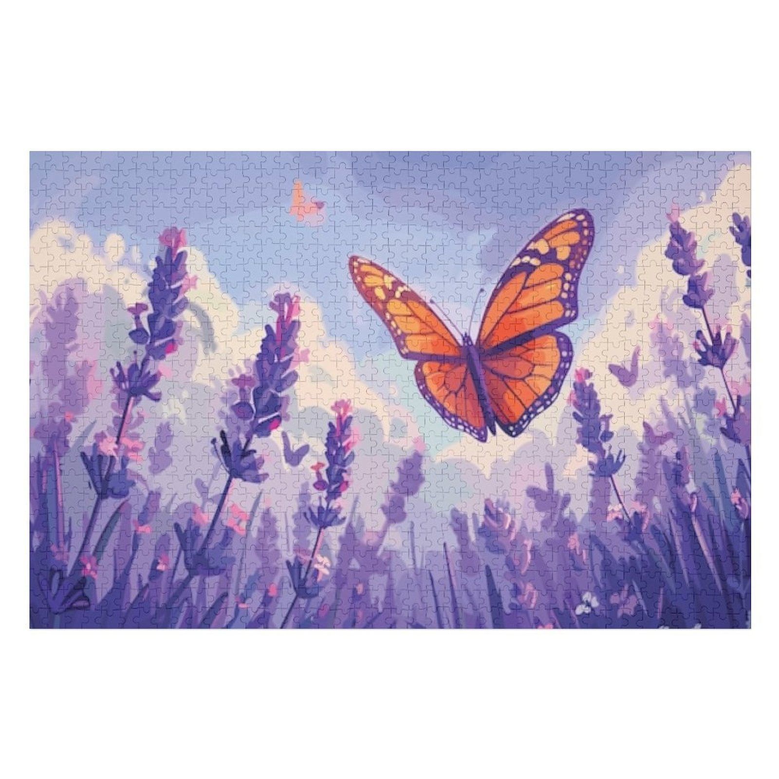 Puzzles for Adults 1000 Pieces - Butterfly Lavender Field Sunny Summer Day Funny Puzzle Learning ...