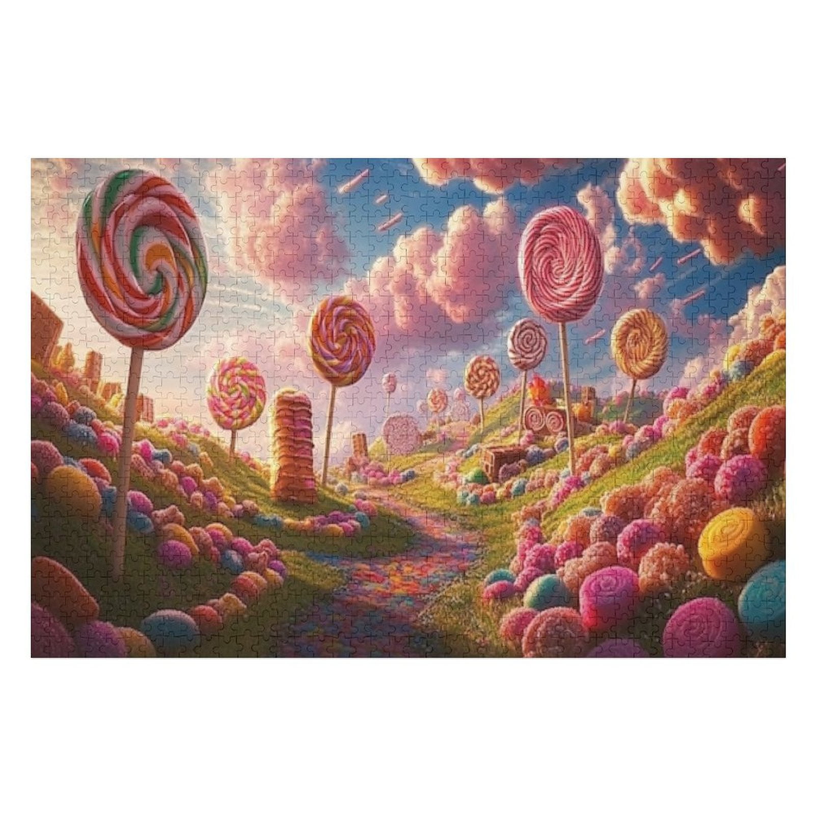 Puzzles for Adults 1000 Pieces - Candy Land With Colorful Lollipops ...