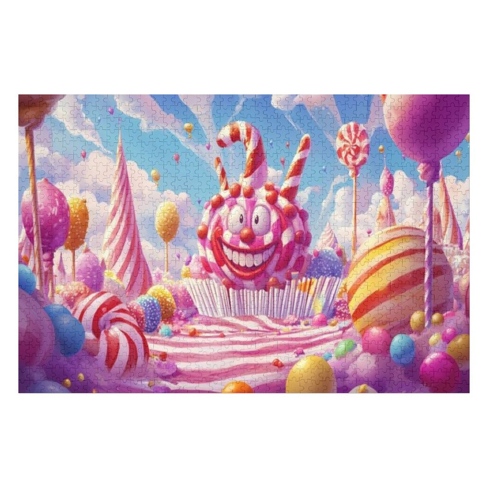 Puzzles for Adults 1000 Pieces - Candy Sweets With Smiling Cartoonlike ...