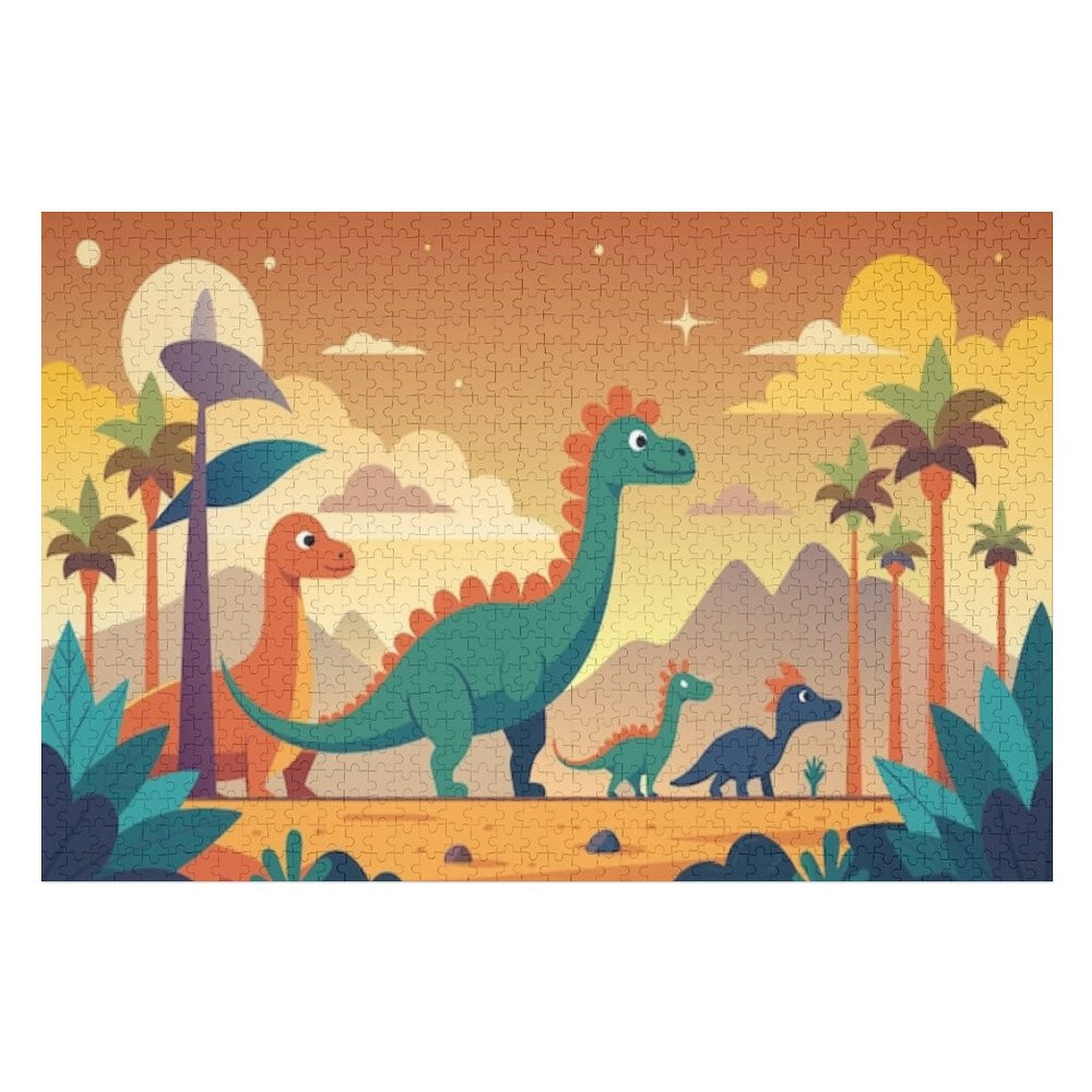 Puzzles for Adults 1000 Pieces - Cartoon Dinosaur Family Prehistoric ...