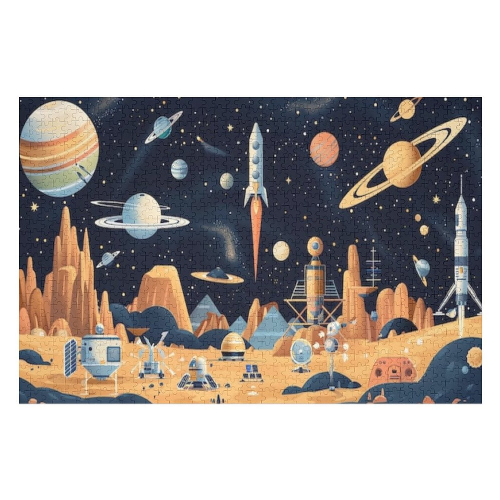 Puzzles for Adults 1000 Pieces - Cartoon Illustration Space Landscape ...