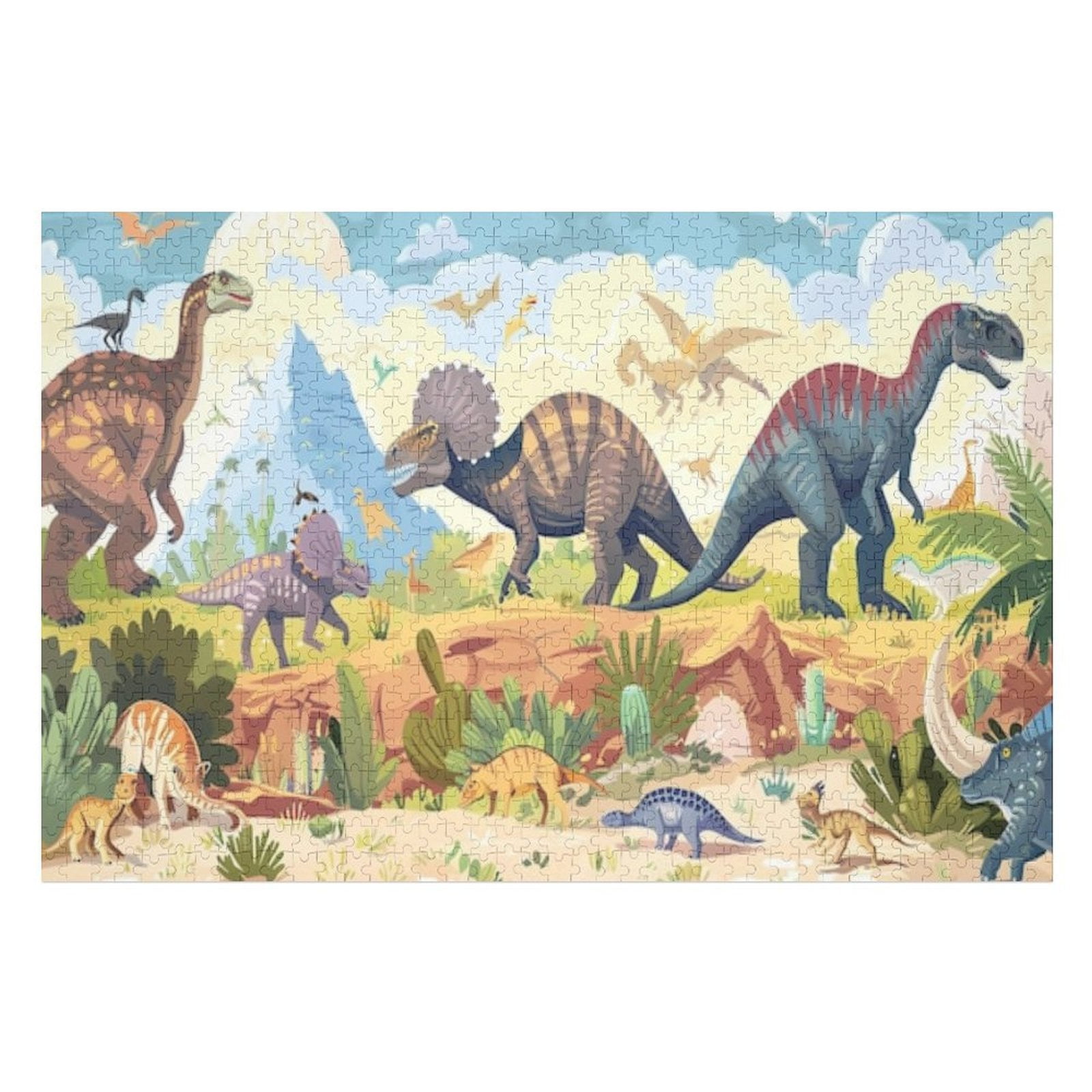 Puzzles for Adults 1000 Pieces - Cartoon Various Dinosaurs Prehistoric ...