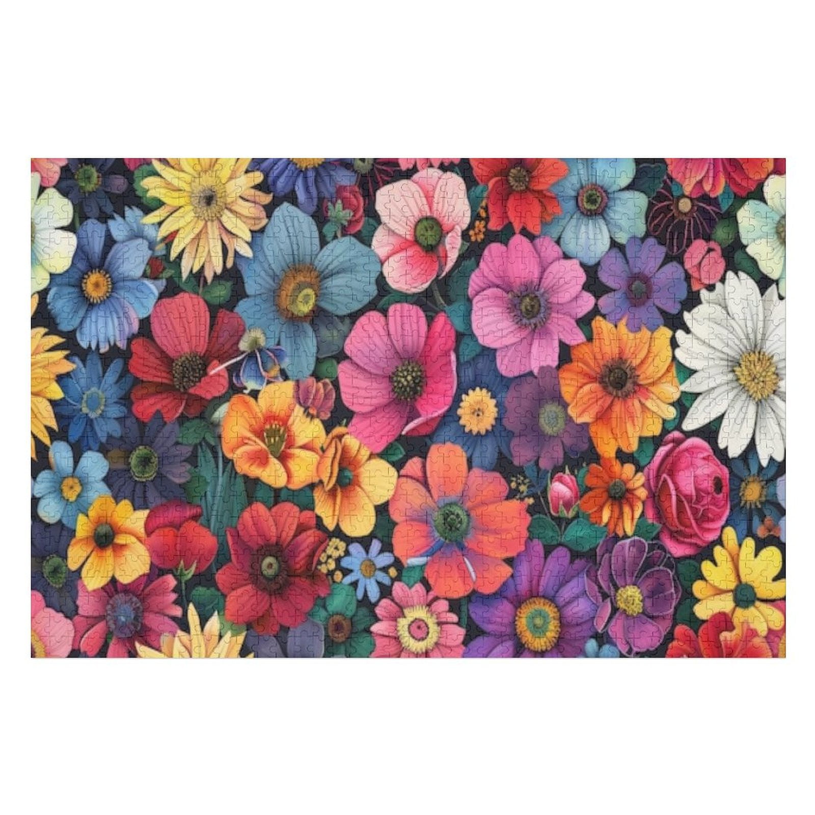 Puzzles for Adults 1000 Pieces - Colorful Blooming Flowers Funny Puzzle ...