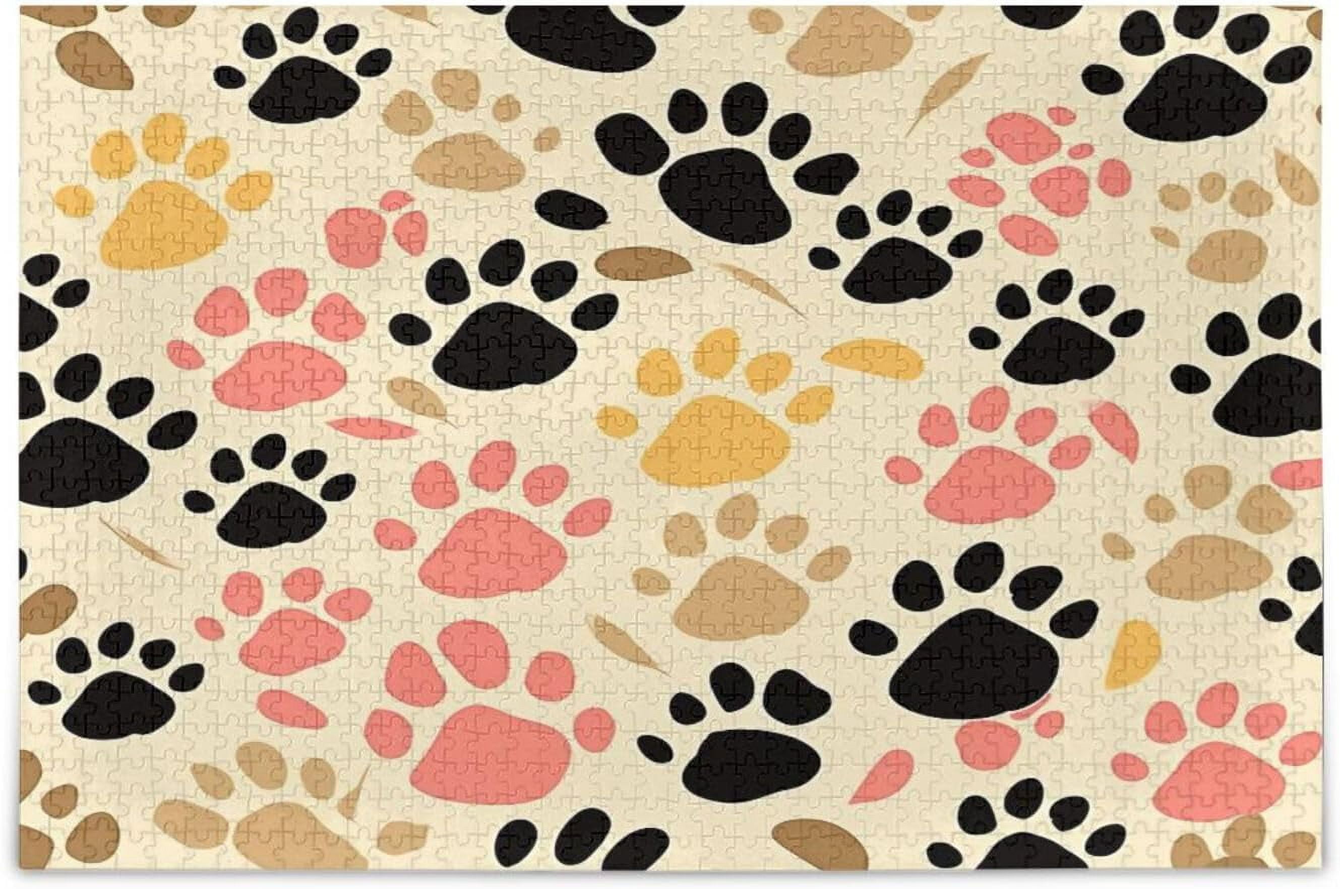 Puzzles for Adults 1000 Pieces - Colorful Dog Paws Jigsaw Puzzle Family ...