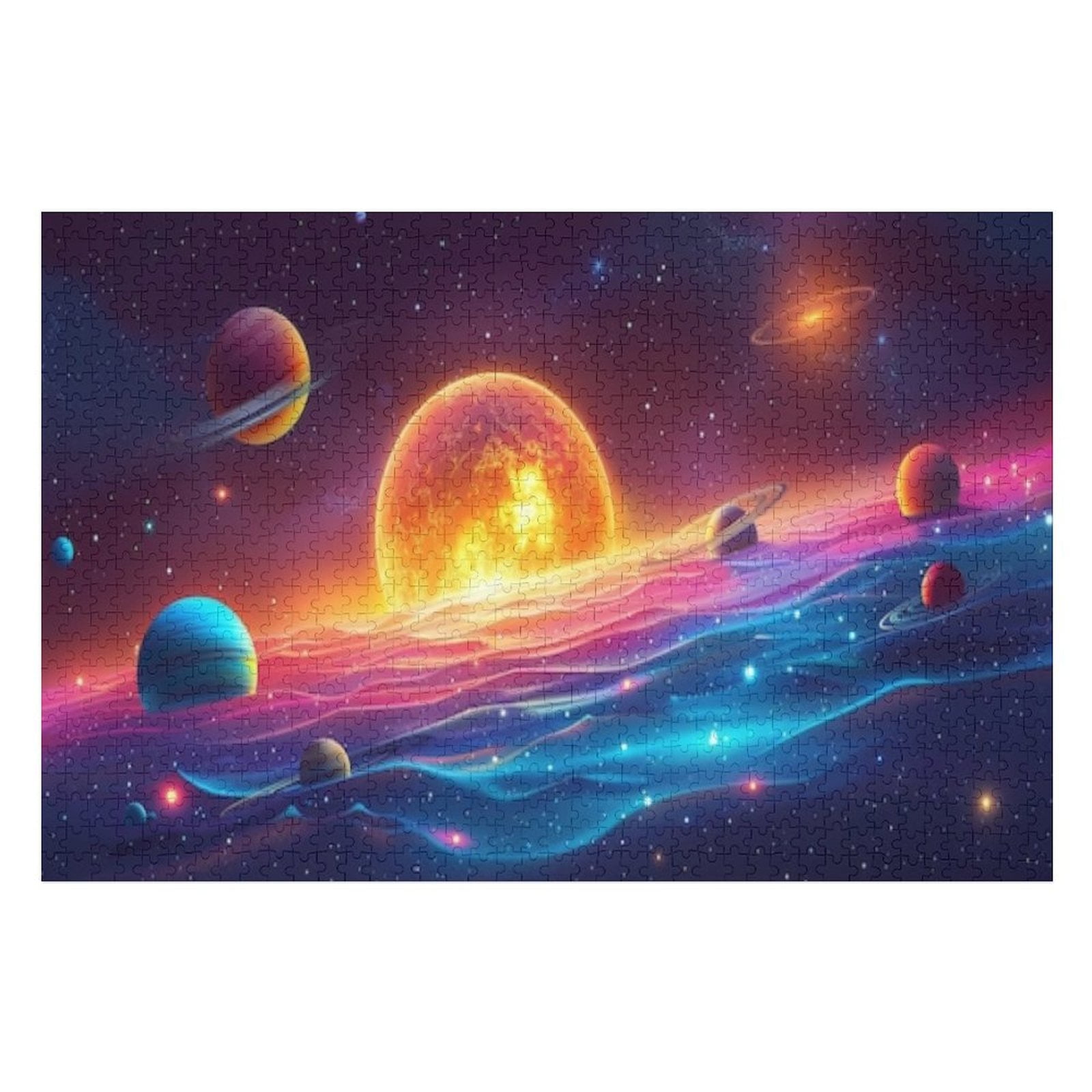 Puzzles for Adults 1000 Pieces - Colorful Sky Filled With Stars Clouds ...