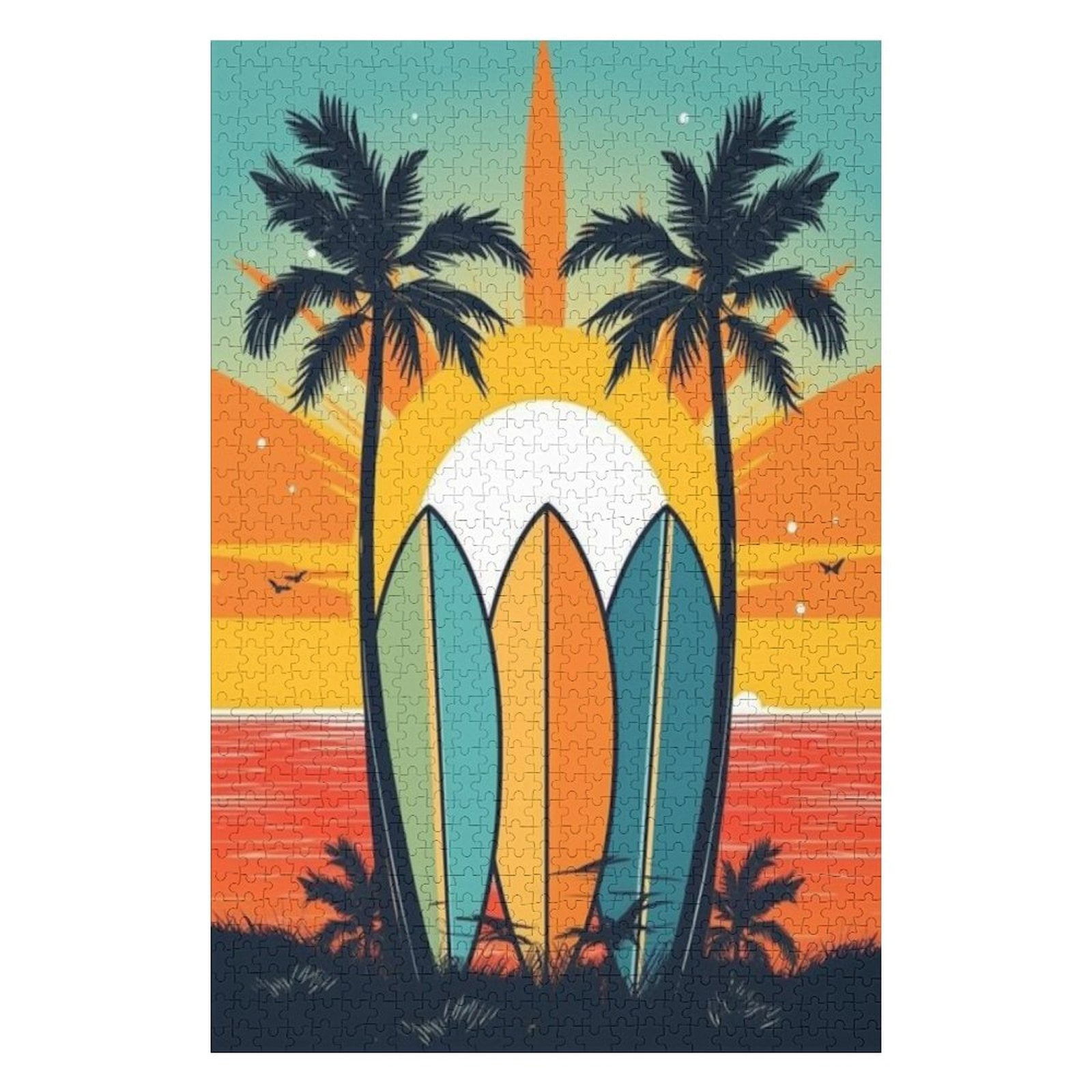 Puzzles for Adults 1000 Pieces - Couple Surfboards Are Standing Grass ...