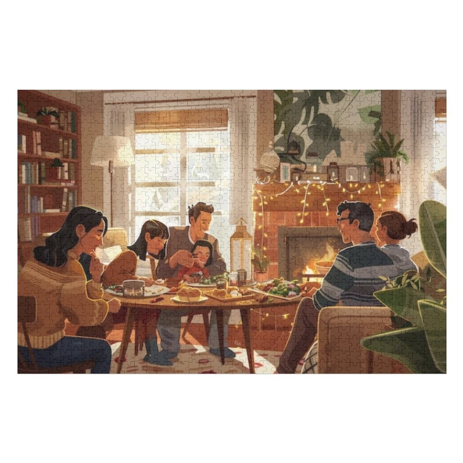 Puzzles for Adults 1000 Pieces - Cozy Family Dinner Wooden Jigsaw ...