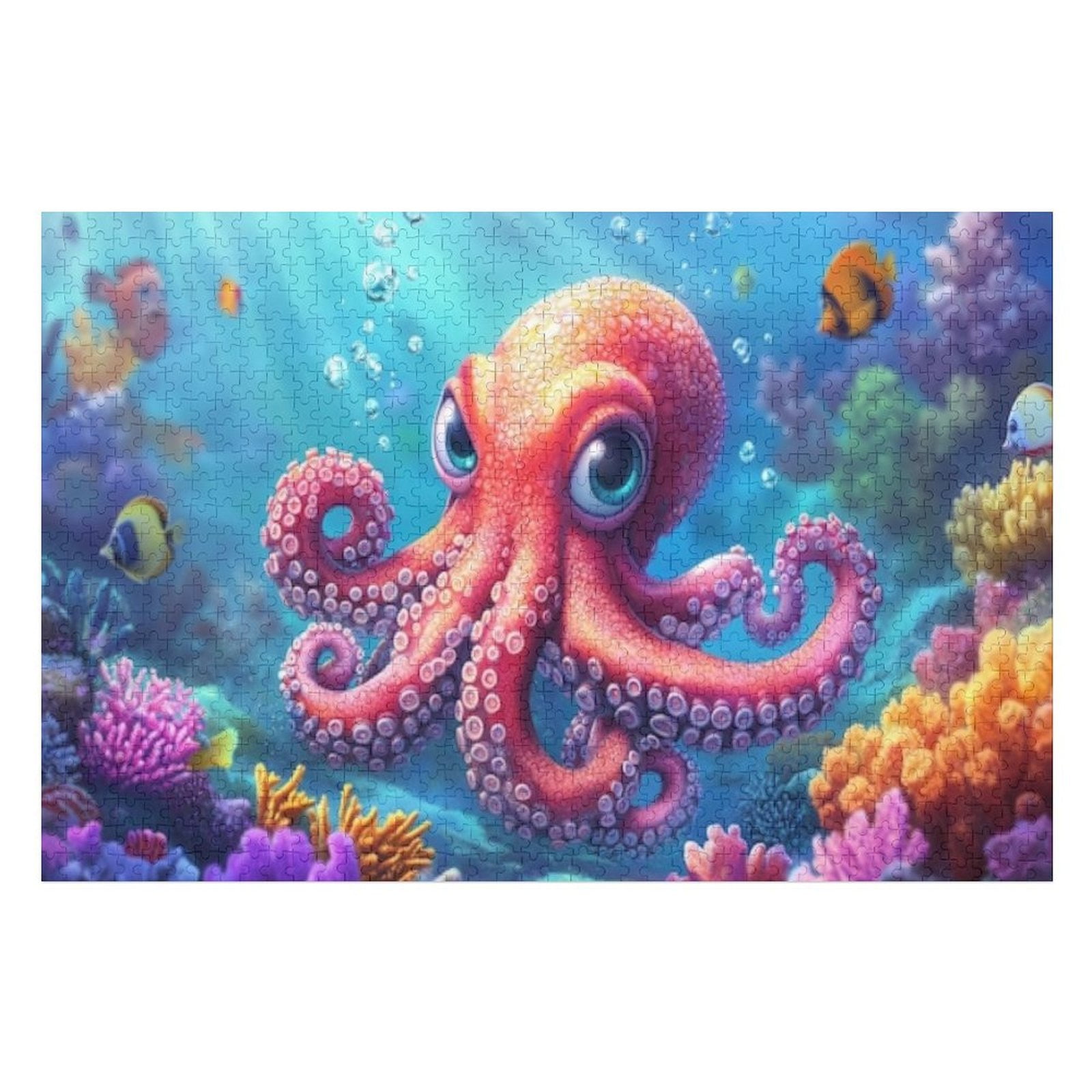 Puzzles for Adults 1000 Pieces - Cute Octopus Coral Reef Fun Brain ...