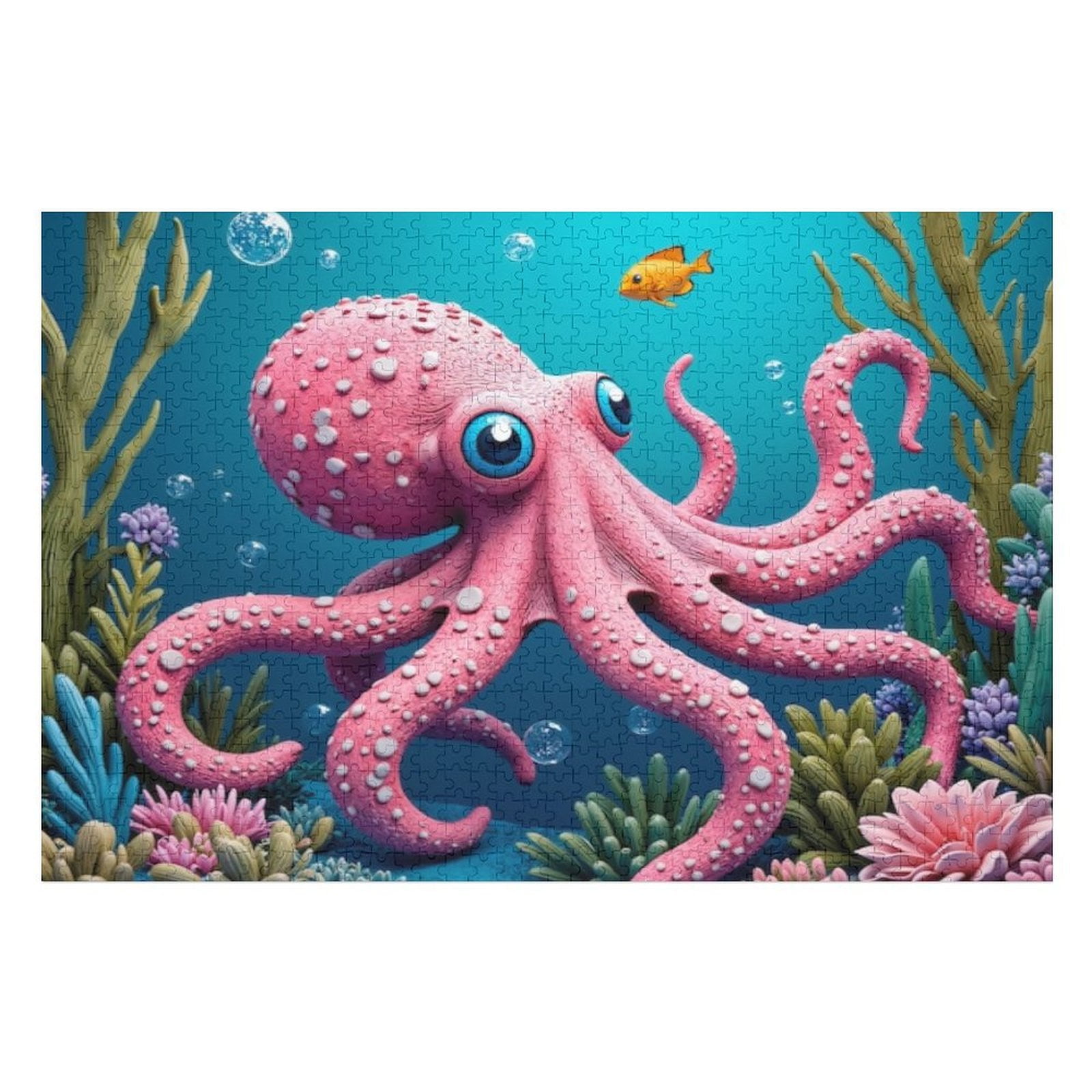 Puzzles for Adults 1000 Pieces - Cute Pink Octopus Ocean Funny Puzzles ...