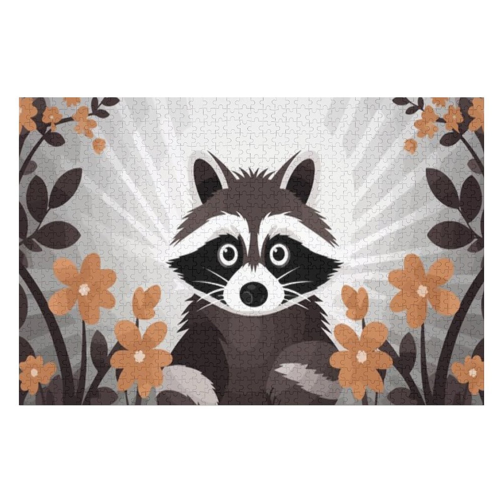 Puzzles for Adults 1000 Pieces - Cute Raccoon Cartoon Funny Puzzle ...