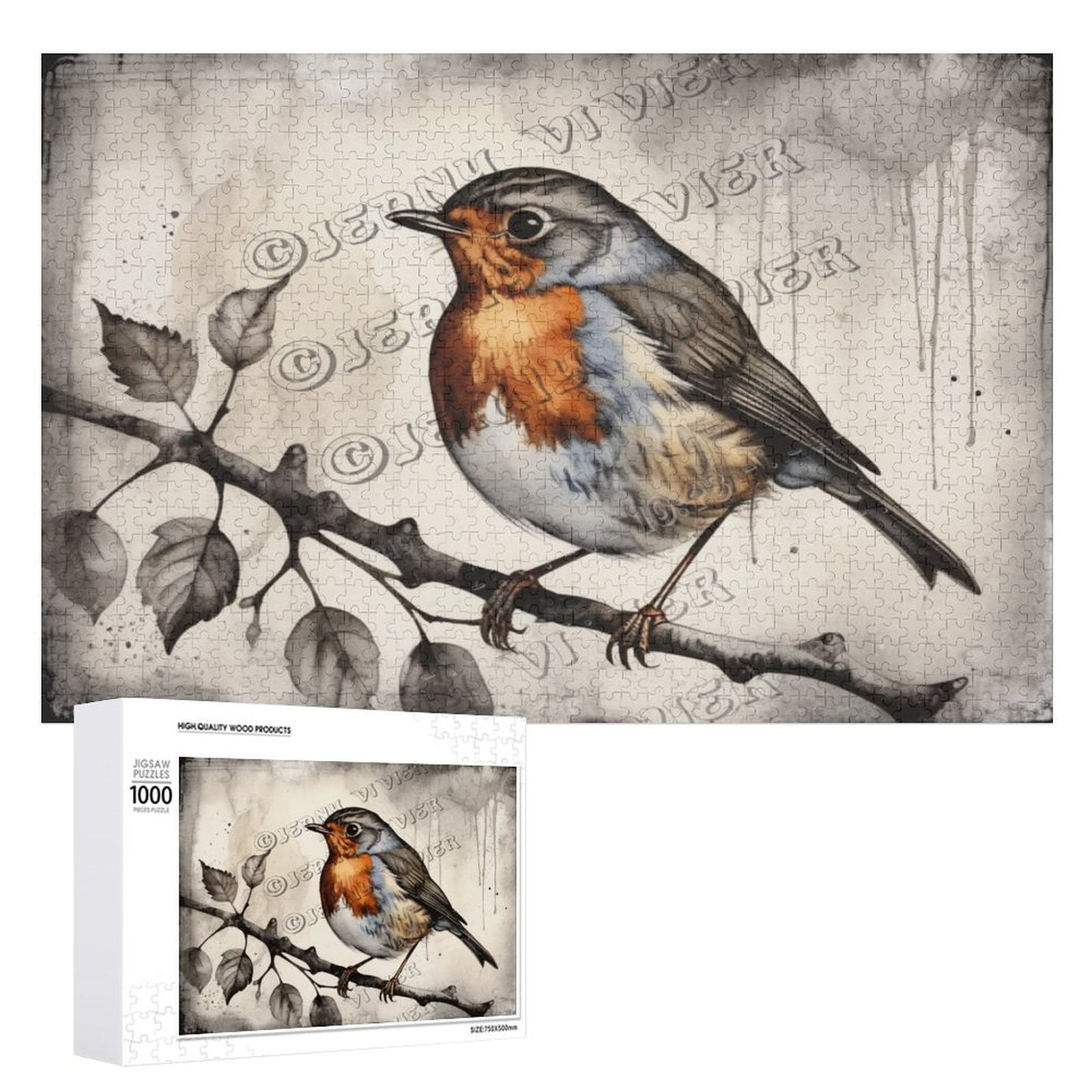 Puzzles for Adults 1000 Pieces, Difficult Challenge Robin Bird Jigsaw ...