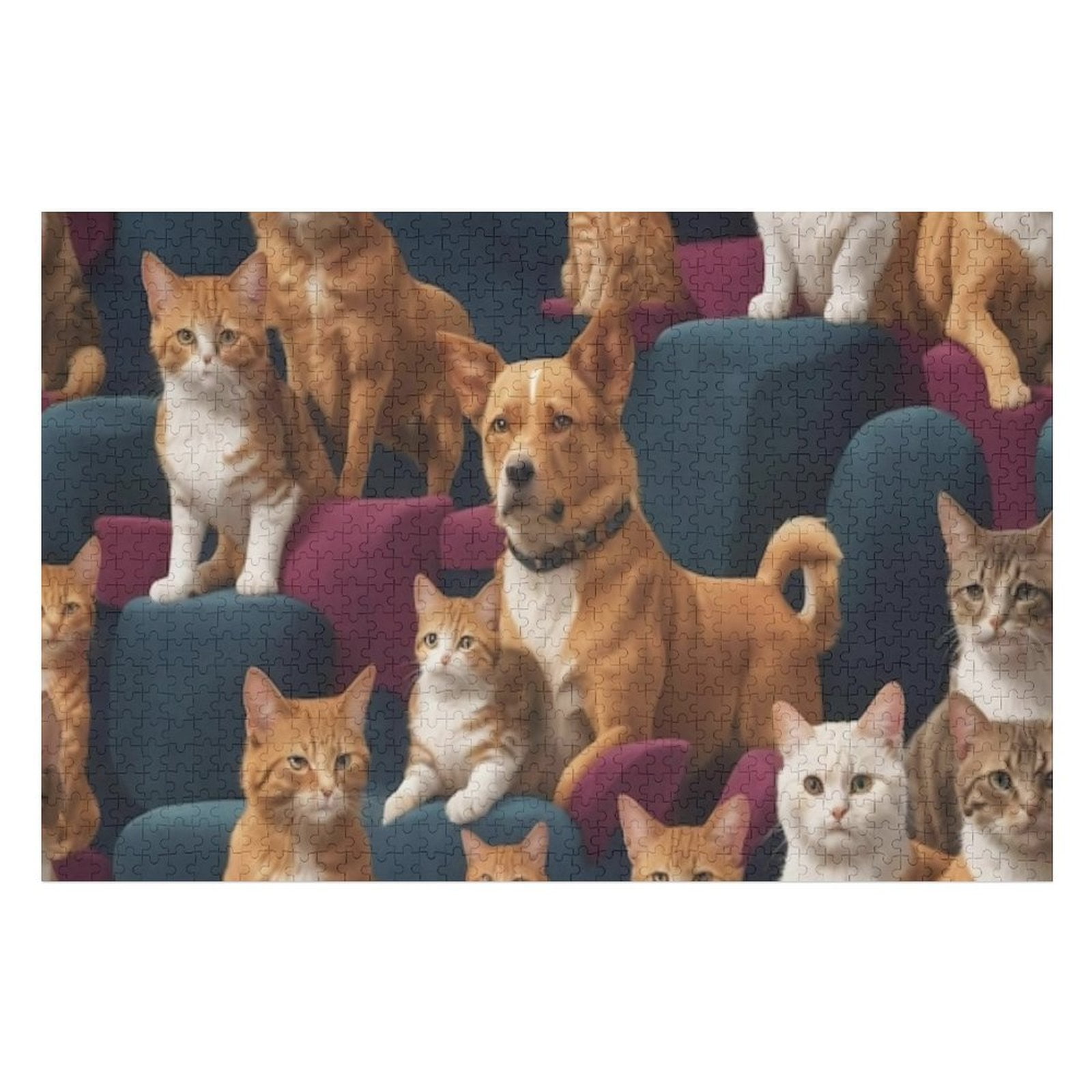 Puzzles for Adults 1000 Pieces - Dogs Cats Pattern Funny Puzzles Poster ...