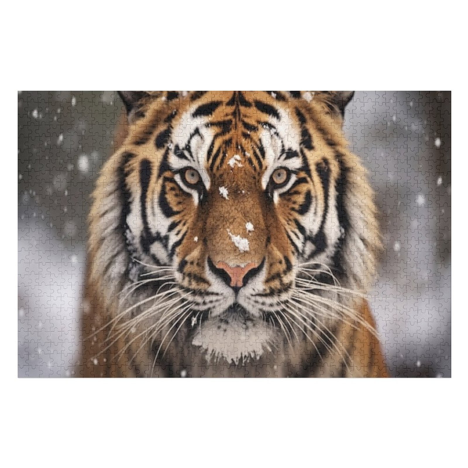 Puzzles for Adults 1000 Pieces - Ferocious Tiger Winter Season Funny ...