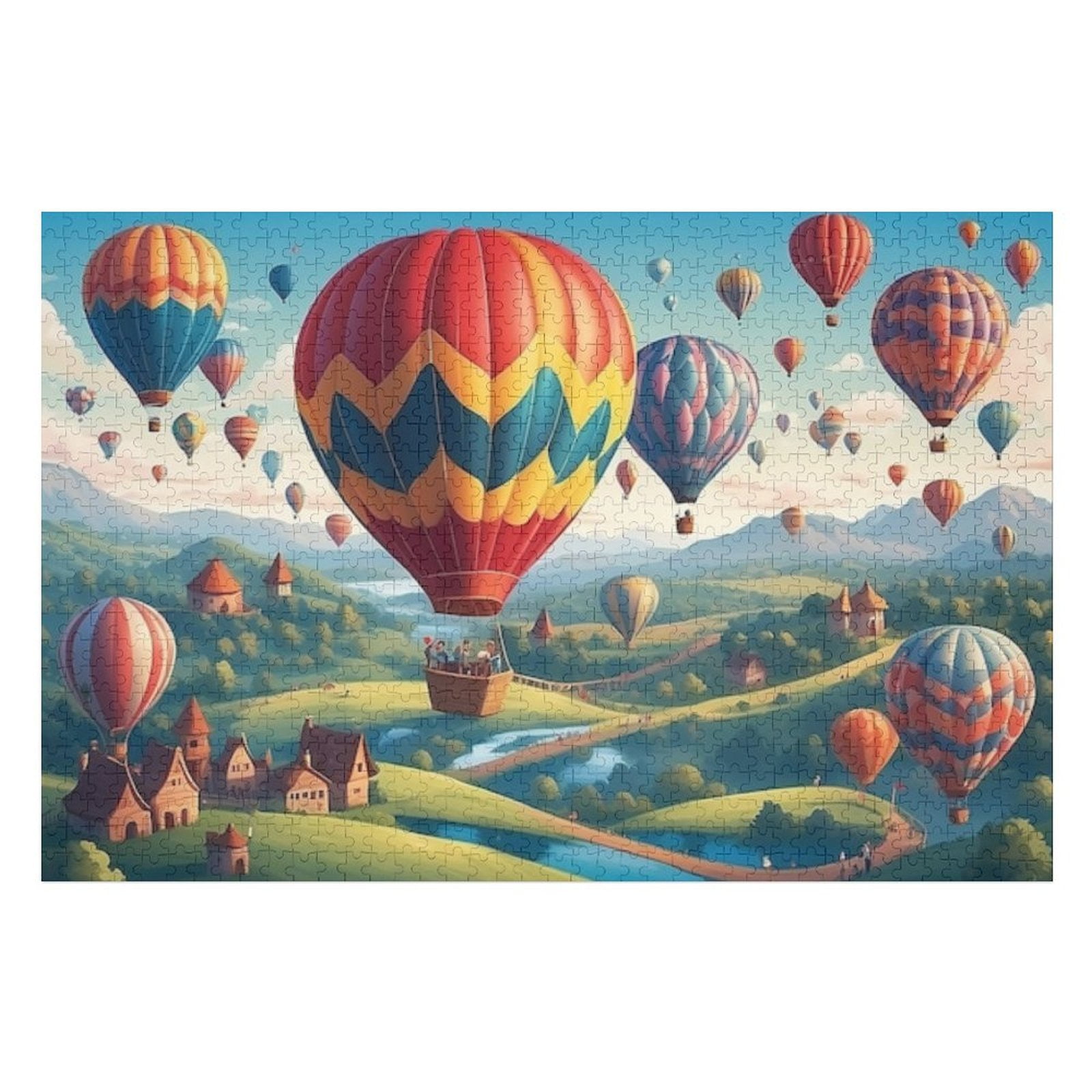 Puzzles for Adults 1000 Pieces - Festive Hot Air Balloon Race Puzzles ...