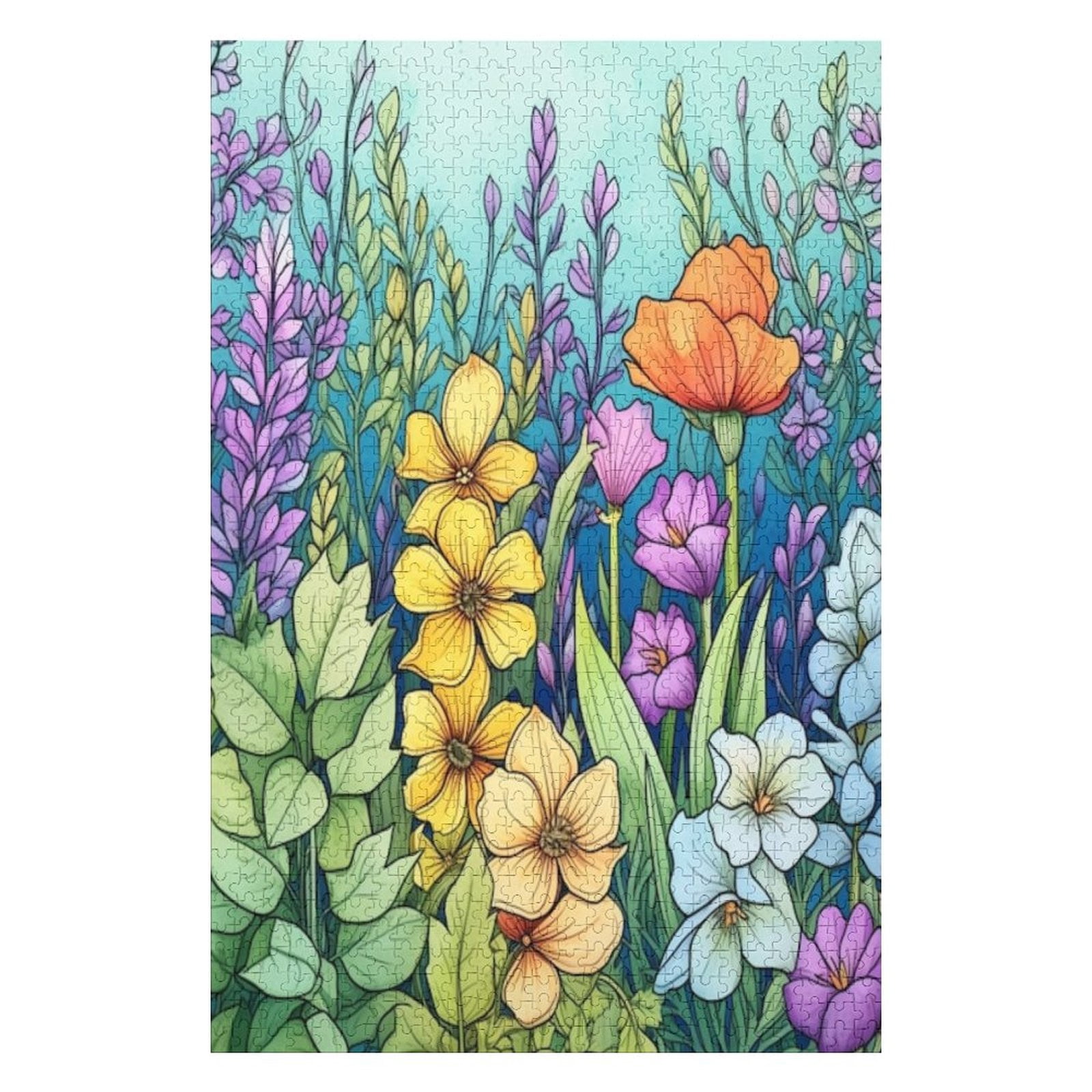 Puzzles for Adults 1000 Pieces - Field Flowers With Sky Puzzle ...