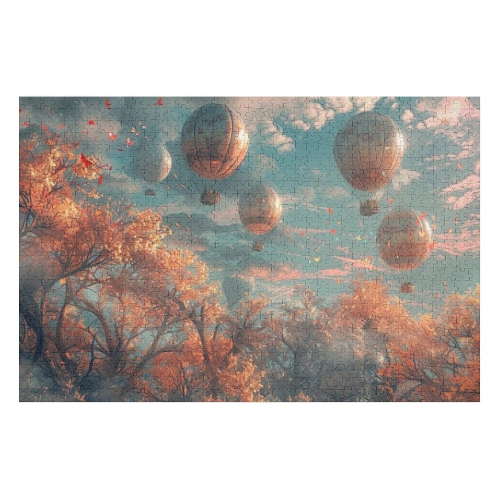 Puzzles for Adults 1000 Pieces - Hot Air Balloons Pastel Love Balloons ...