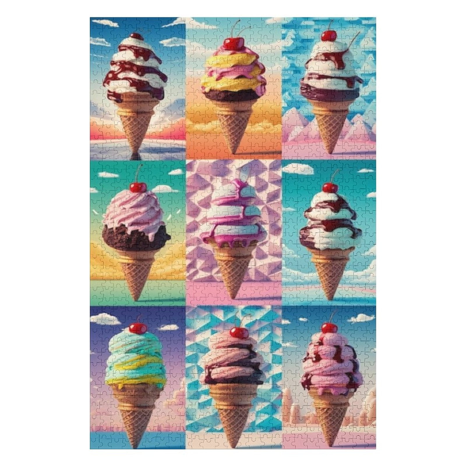 Puzzles for Adults 1000 Pieces - Ice Cream Cones Different Color Funny ...