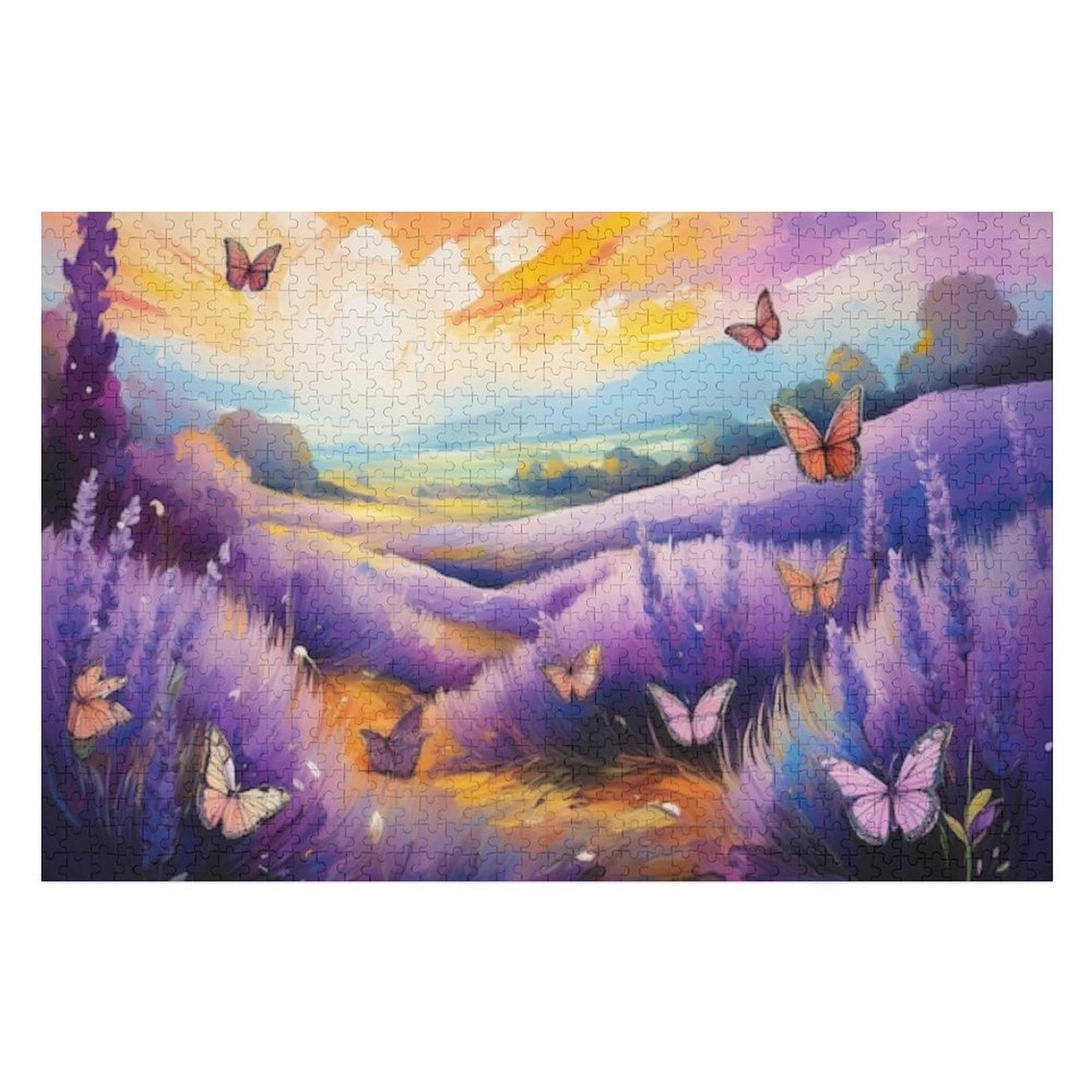 Puzzles for Adults 1000 Pieces - Lavender Fields With Butterflies ...