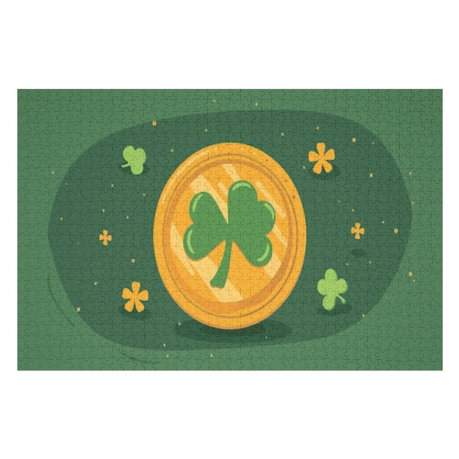 Puzzles for Adults 1000 Pieces - Lucky Shamrock Gold Coin Puzzle ...