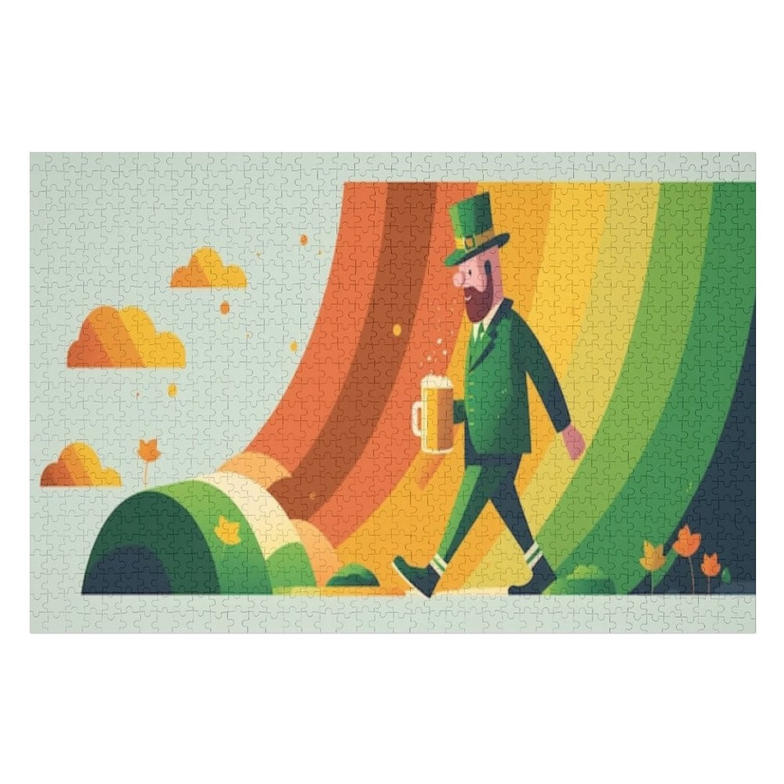Puzzles for Adults 1000 Pieces - Man With Beard Green Hat Walking Fun ...