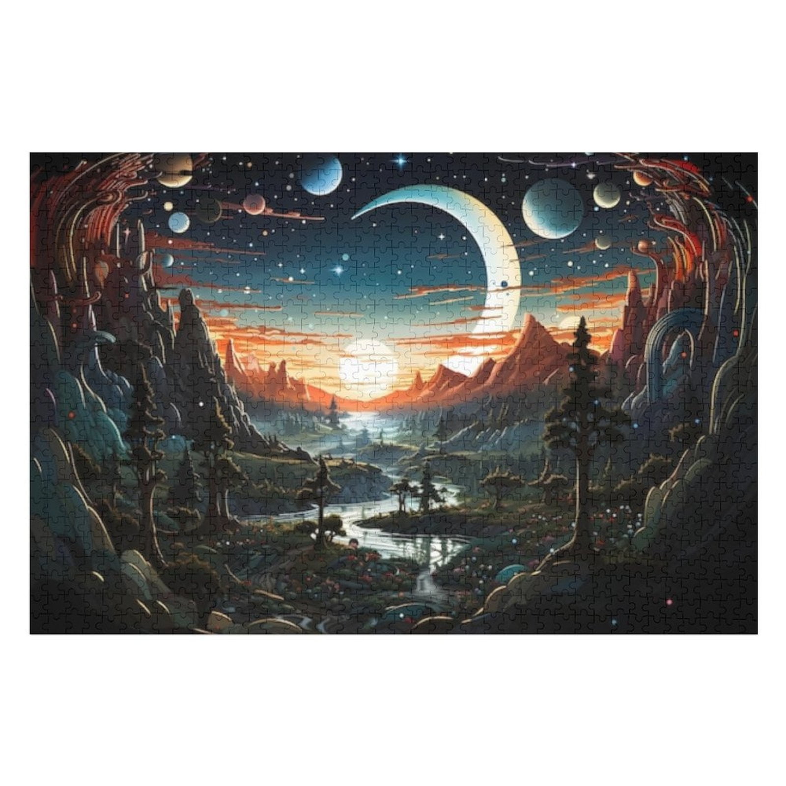Puzzles for Adults 1000 Pieces - Mystical Planet Illustration Puzzle ...