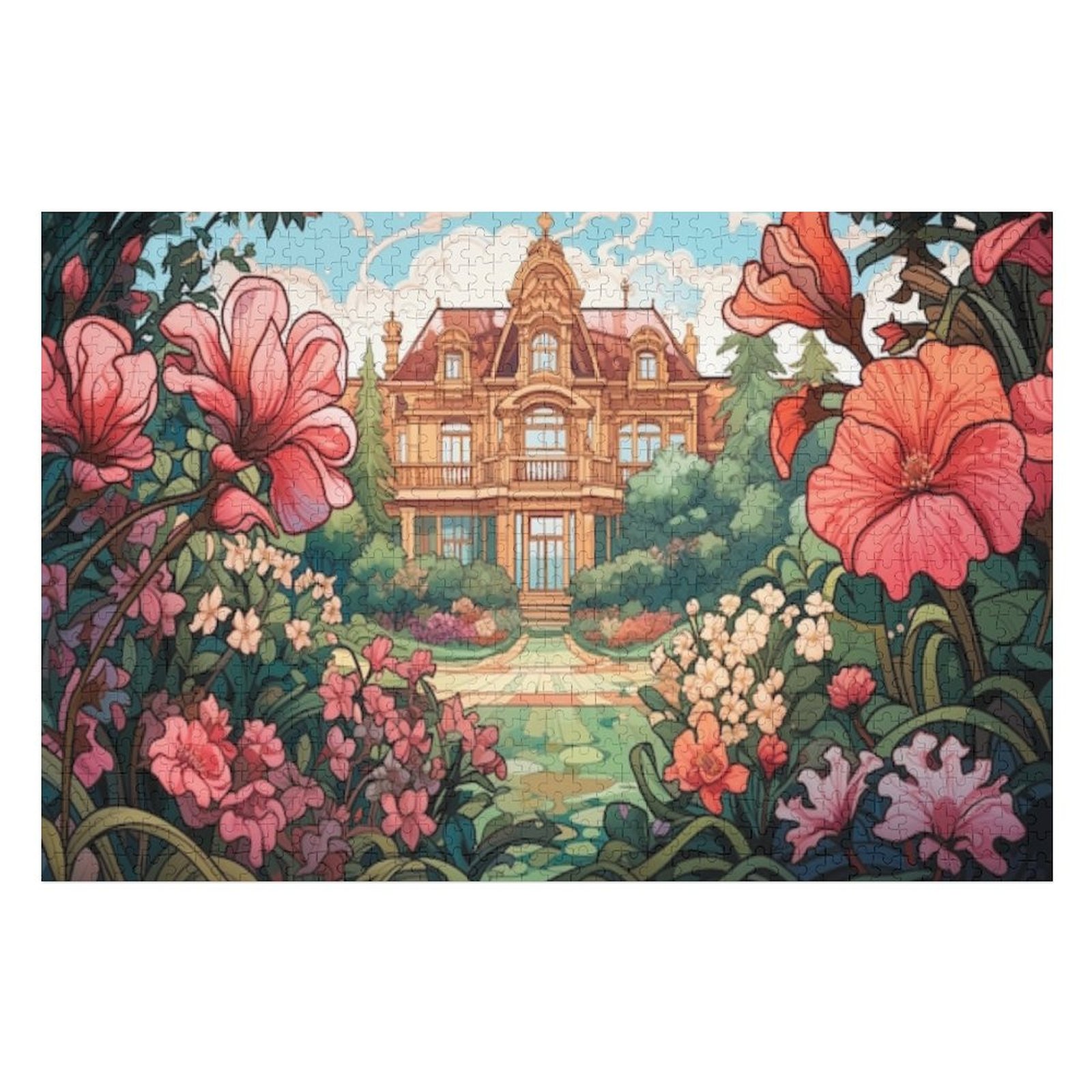 Puzzles for Adults 1000 Pieces - Nouveau Style With Colorful Flower ...