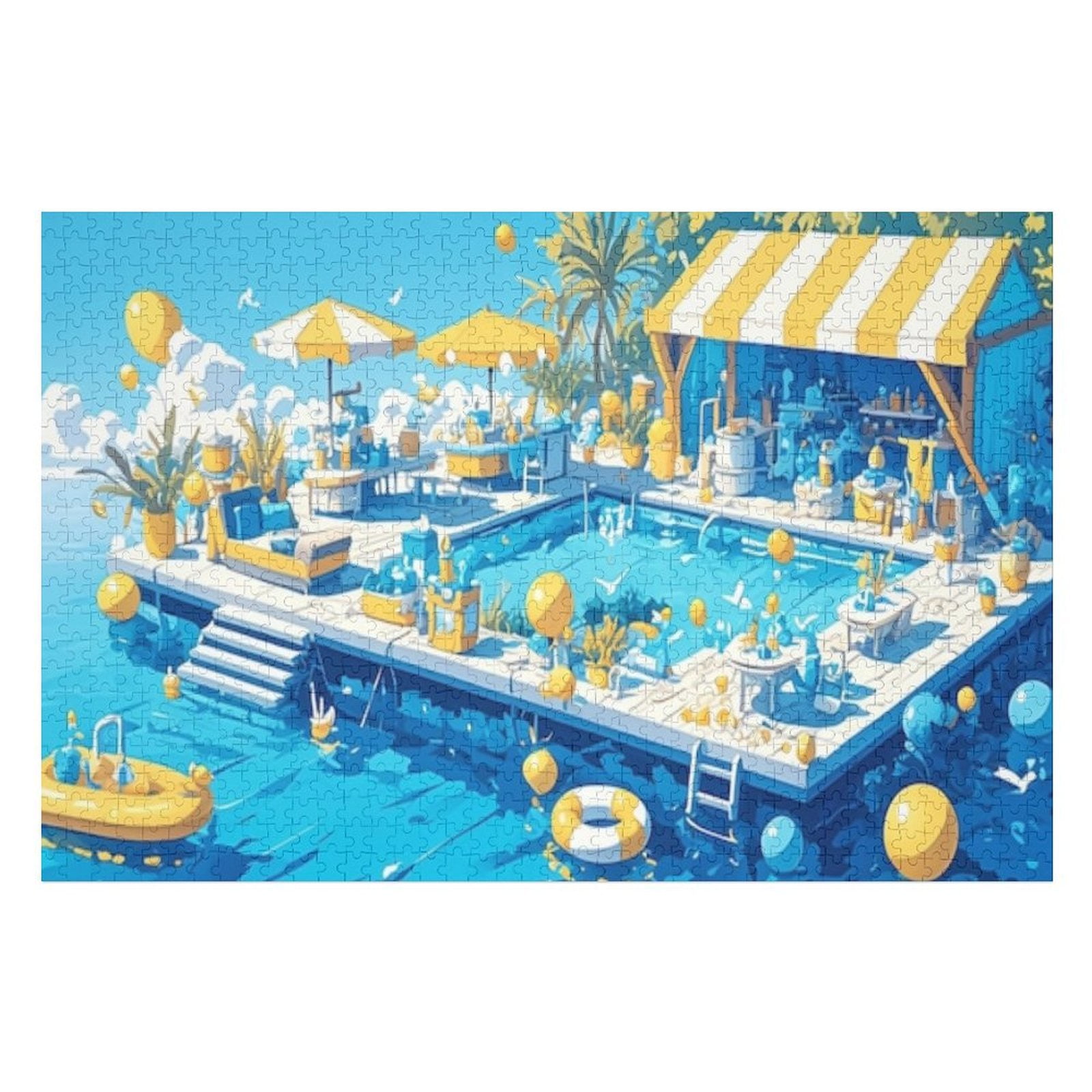 Puzzles for Adults 1000 Pieces - Pool Party Funny Puzzle - Unique Brain ...