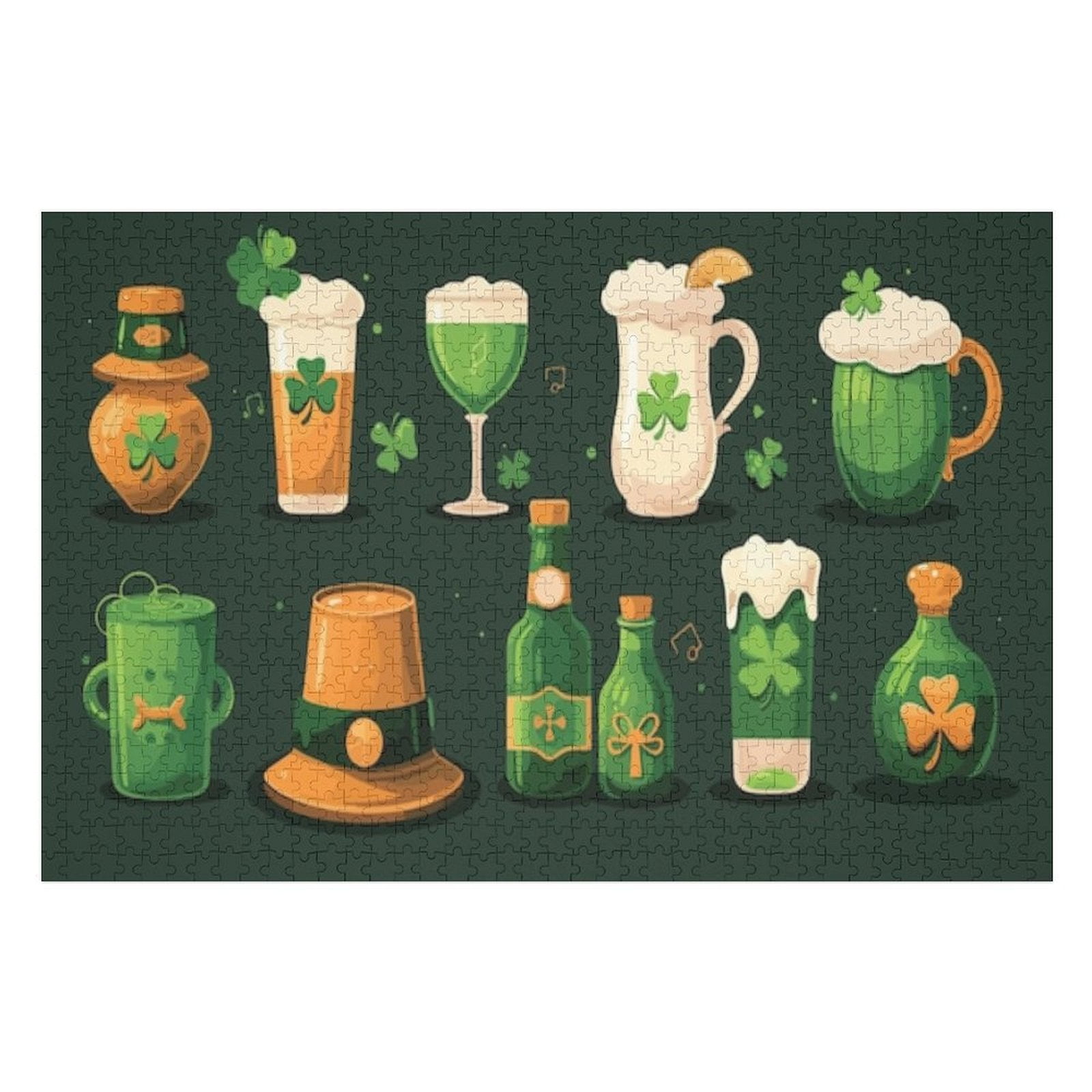 Puzzles for Adults 1000 Pieces - St Patrick'S Day Drinks Funny Puzzle ...