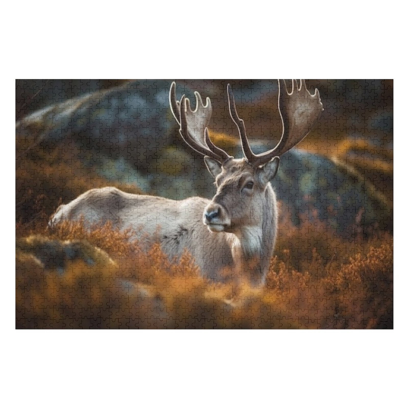 Puzzles for Adults 1000 Pieces - Stag Grazing Meadow Beauty Nature ...