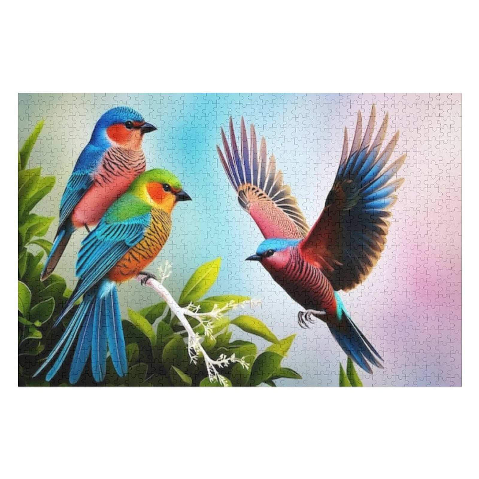 Puzzles for Adults 1000 Pieces - Three Colorful Birds Are Standing ...