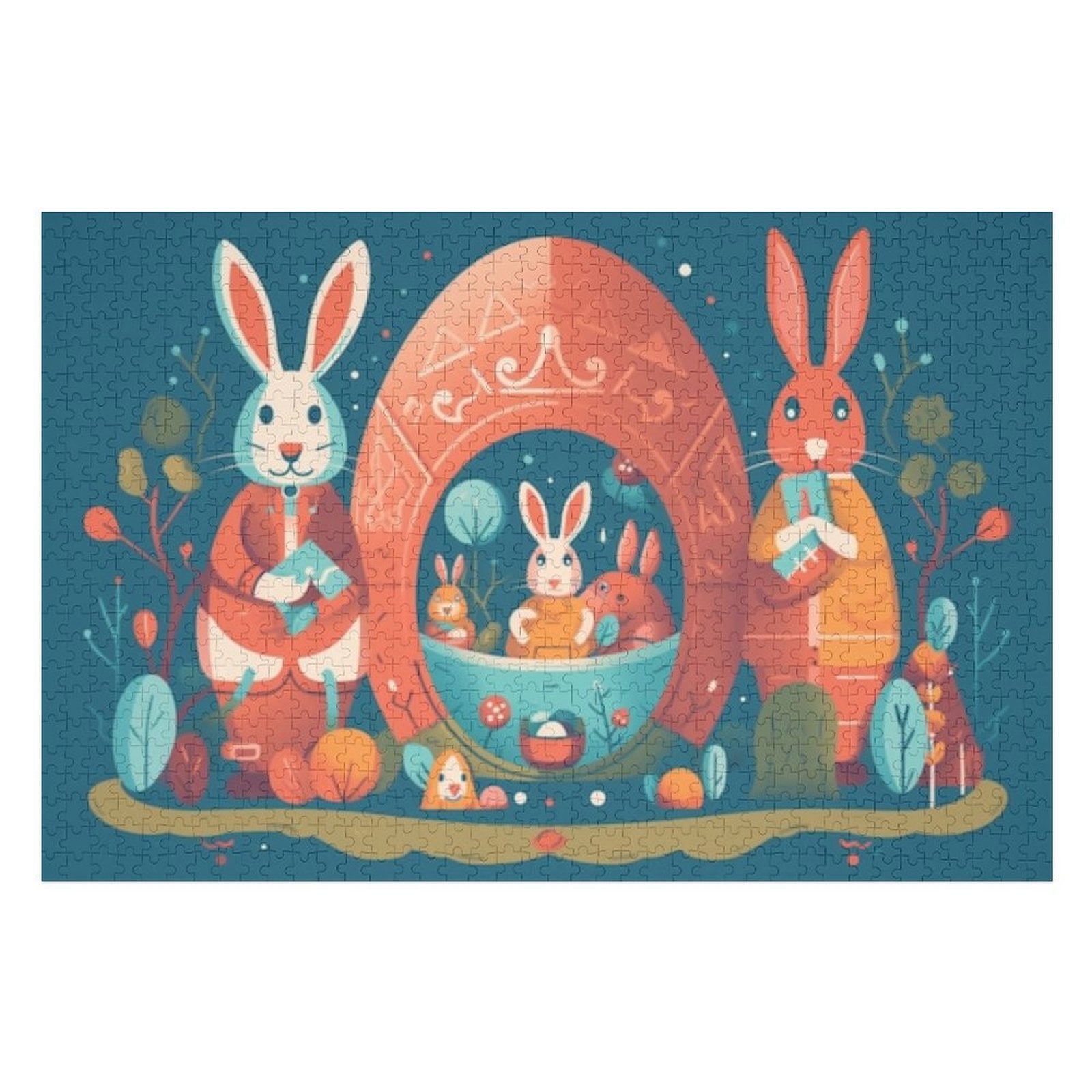 Puzzles for Adults 1000 Pieces - Three Rabbits That Are Sitting Basket ...