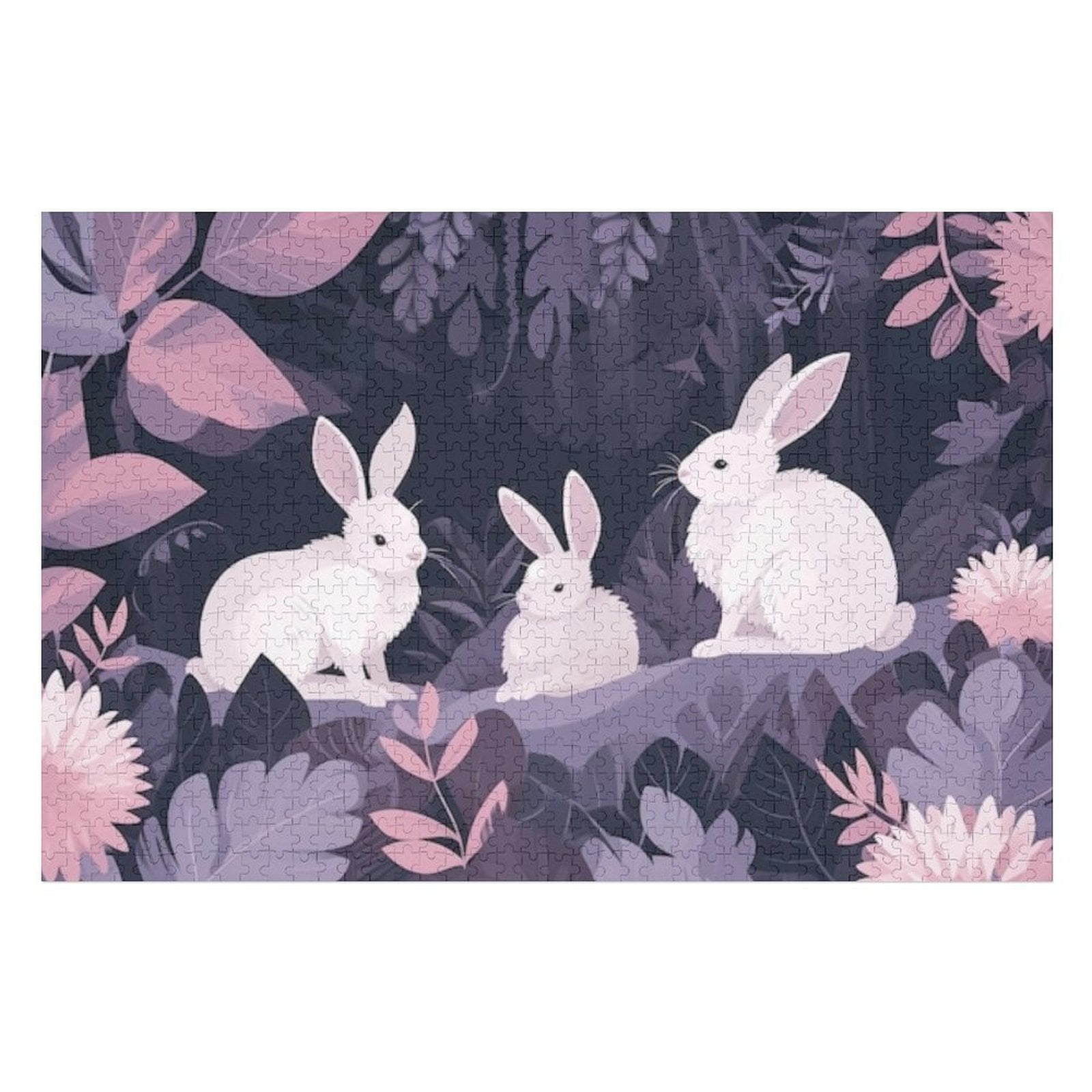 Puzzles for Adults 1000 Pieces - Three White Rabbits Are Sitting Rock ...