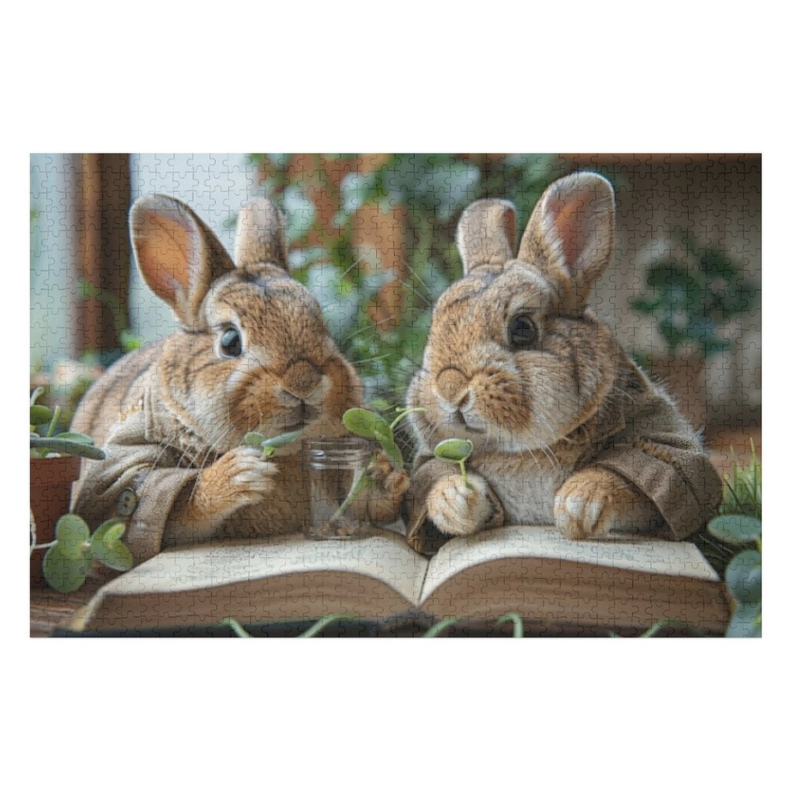 Puzzles for Adults 1000 Pieces - Two Cute Rabbits Funny Puzzles Poster ...