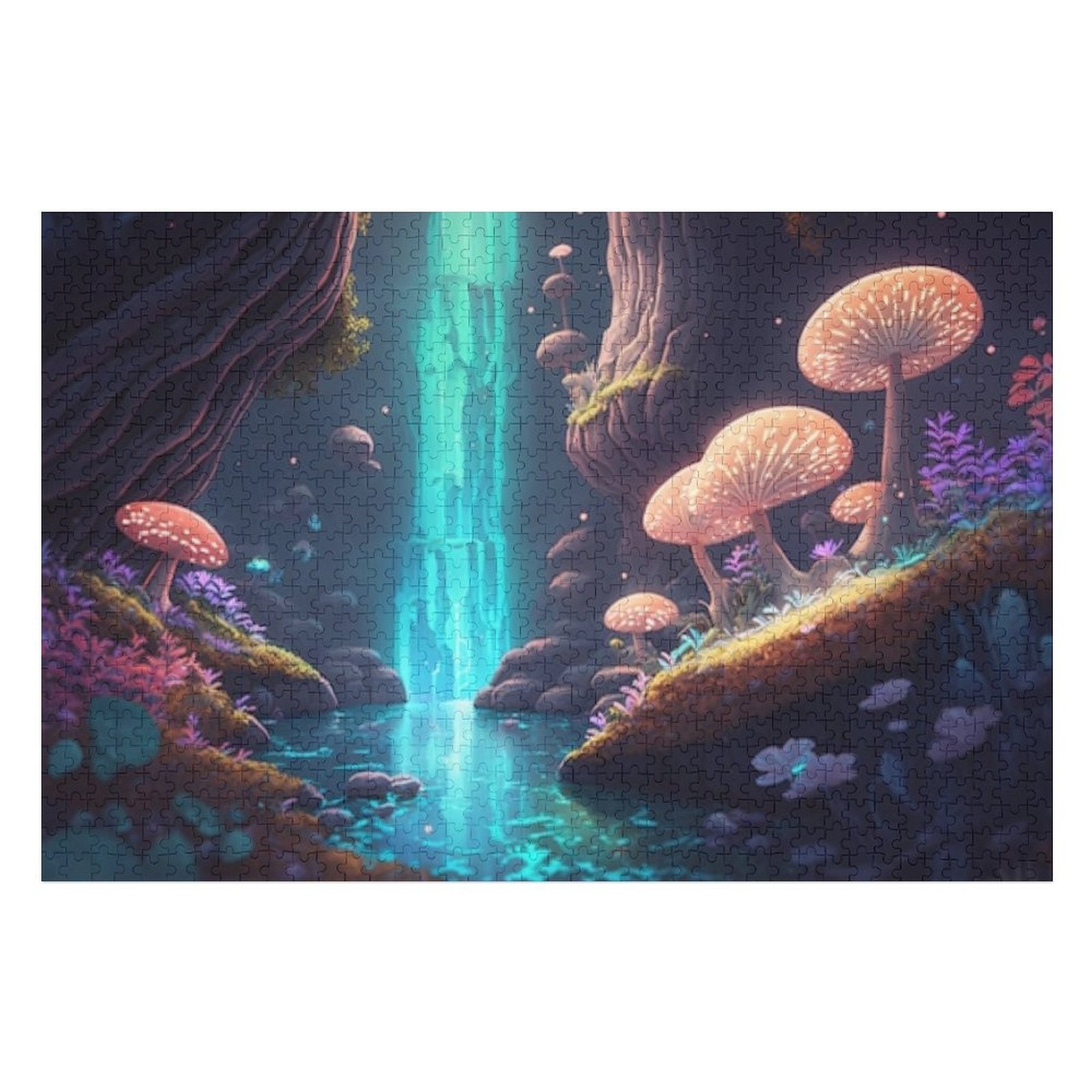 Puzzles for Adults 1000 Pieces - Waterfall With Mushroom Bottom Funny ...