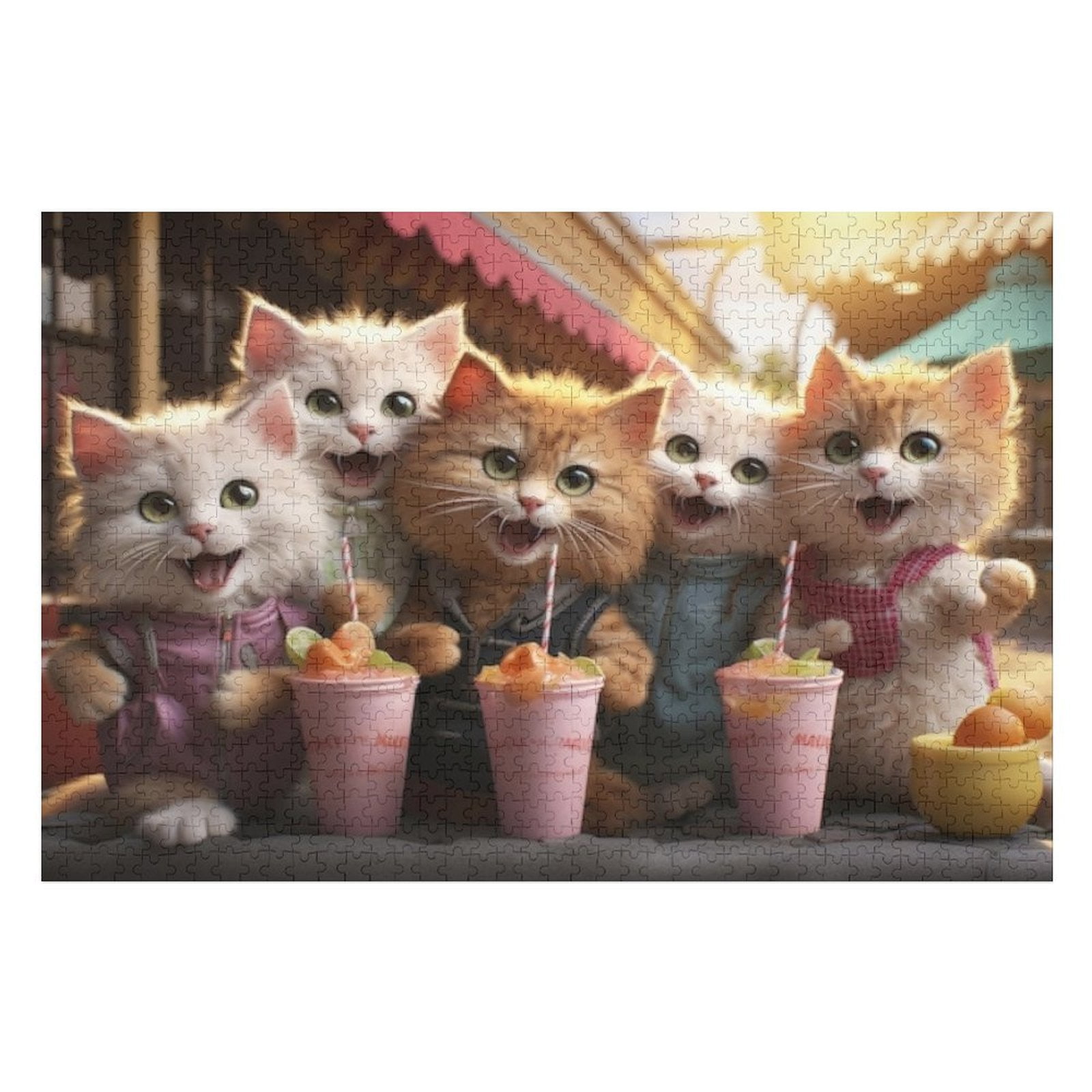 Puzzles for Adults 300 Pieces - A Bunch Of Cute Cats Drinking Drinks ...