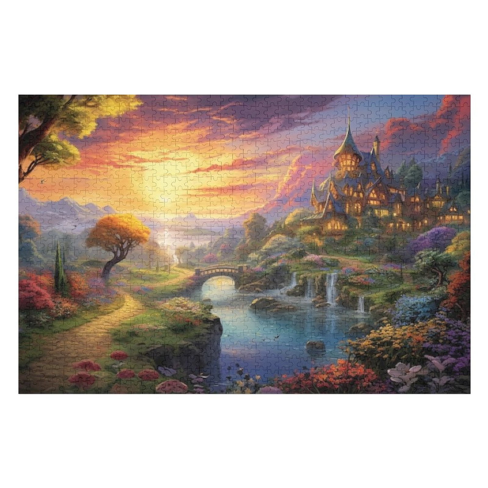 Puzzles for Adults 300 Pieces - Cabin House Near Lake Bank Fantasy ...