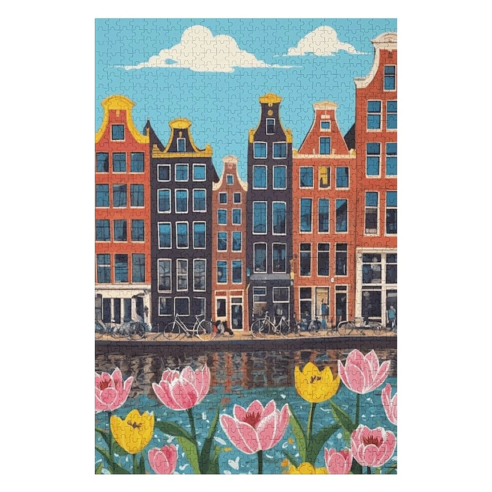 Puzzles for Adults 300 Pieces - City With River Row Buildings Funny ...