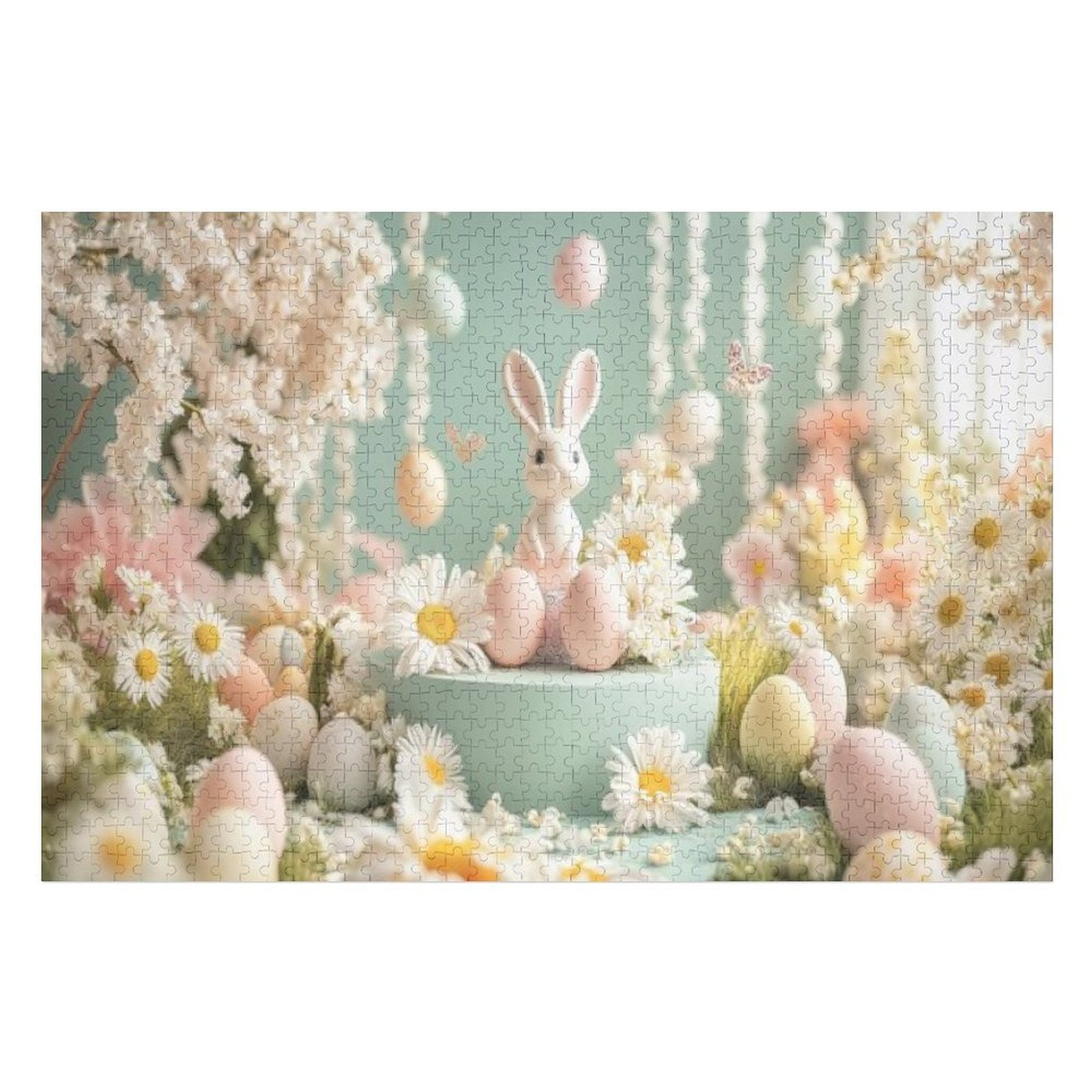 Puzzles for Adults 300 Pieces - Colored Eggs Daisy Chains Bunny Perfect ...