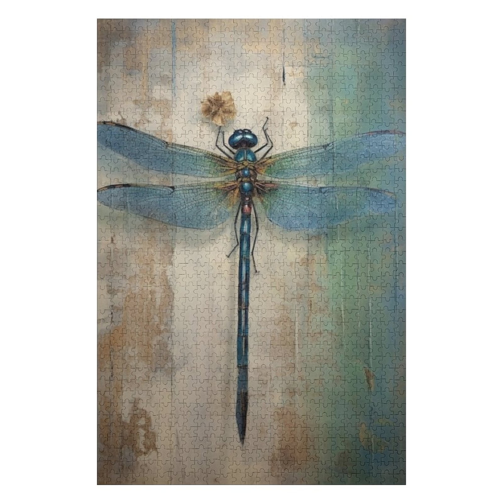 Puzzles for Adults 300 Pieces - Dragonfly With Flower Its Head Funny ...