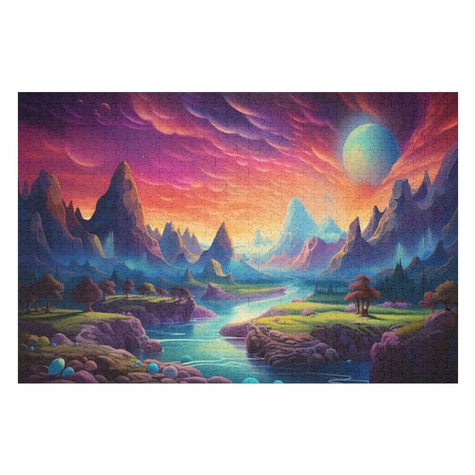 Puzzles for Adults 300 Pieces - Fantasy Landscape With River Mountains ...