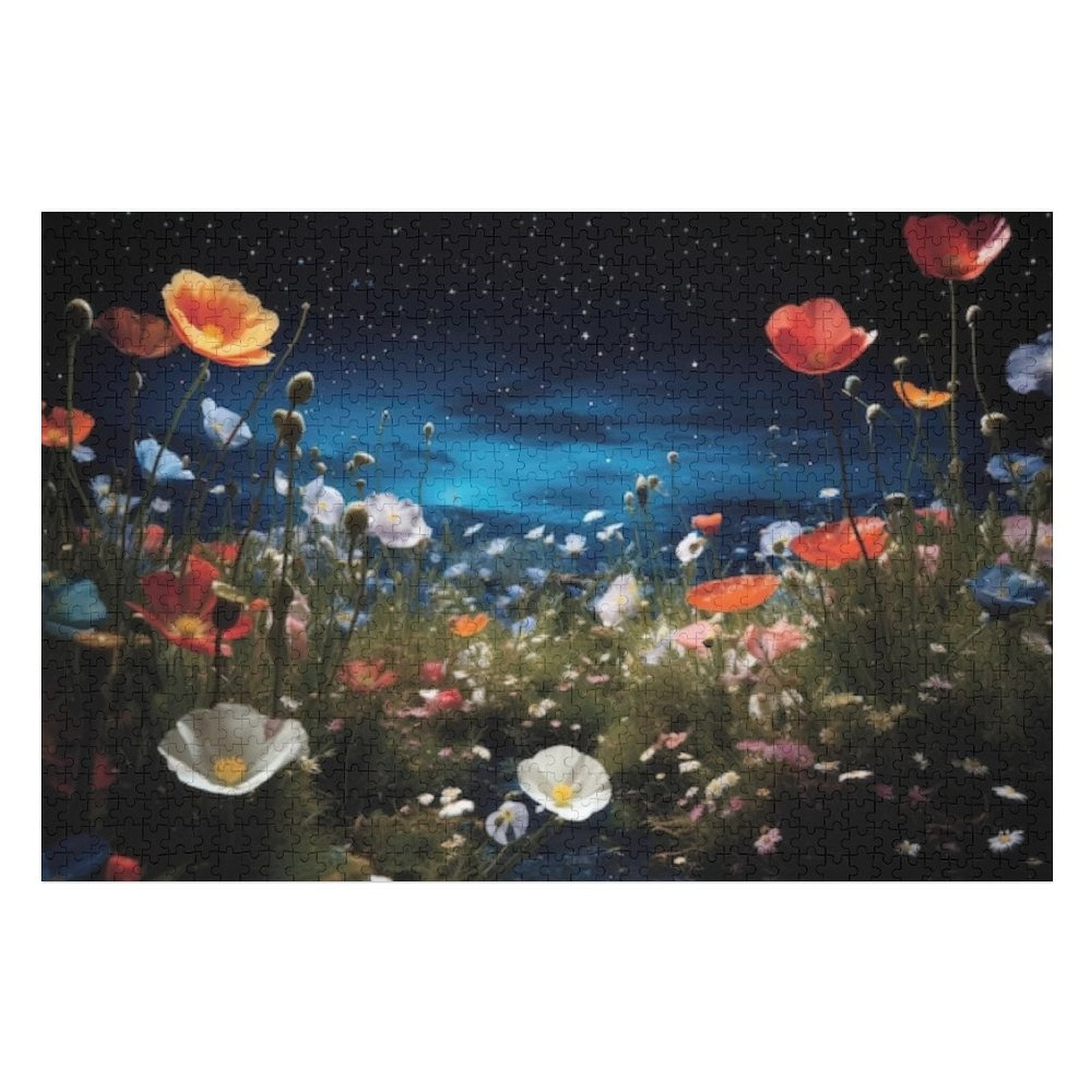 Puzzles for Adults 300 Pieces - Field Flowers Night Wooden Jigsaw ...