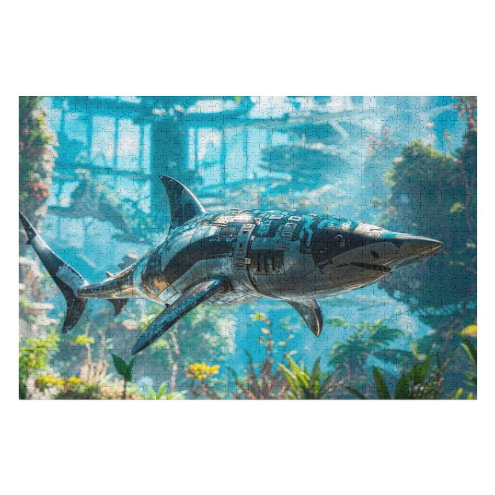 Puzzles for Adults 300 Pieces - Futuristic Robot Shark Puzzle ...
