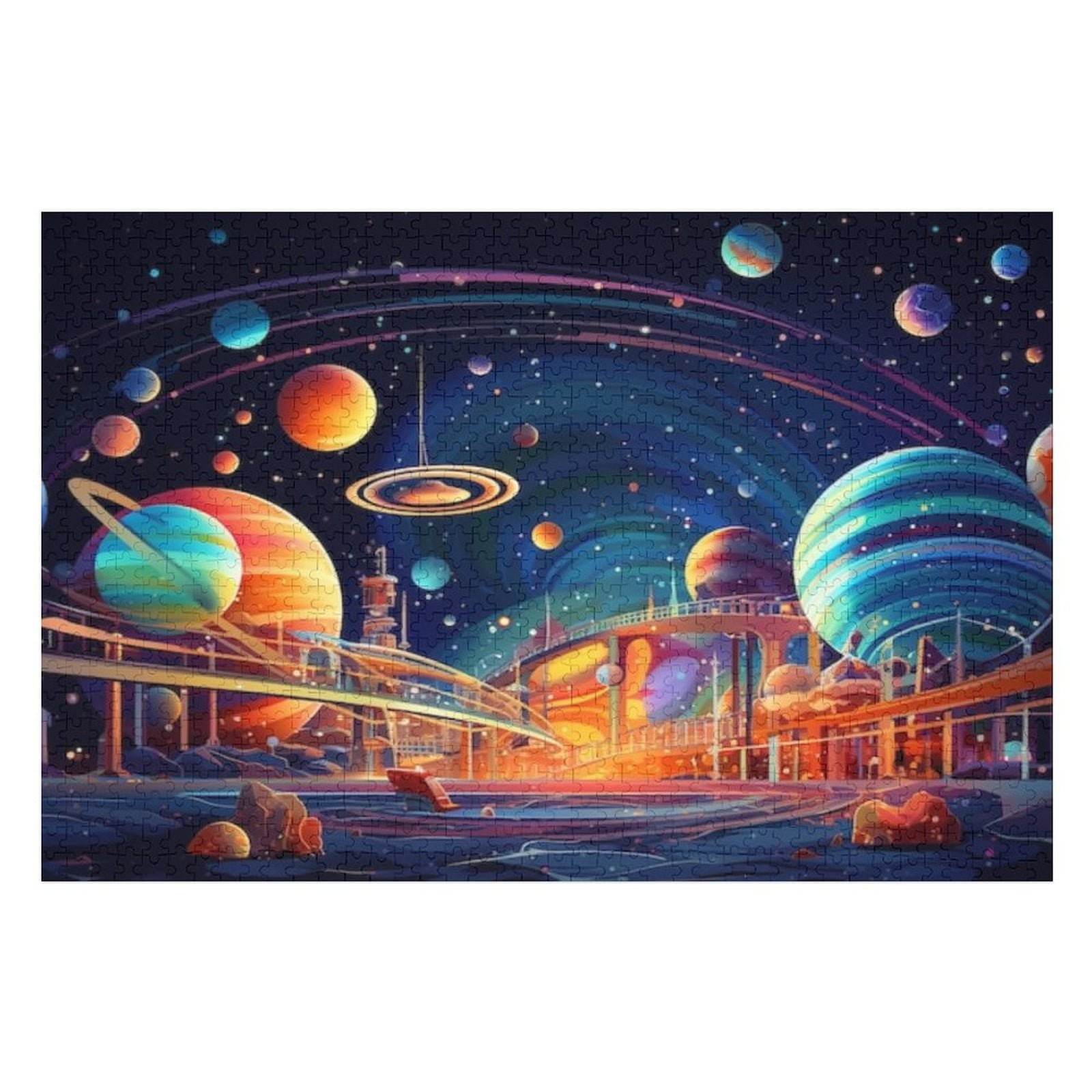 Puzzles for Adults 300 Pieces - Galaxy Planets Funny Puzzles Poster ...
