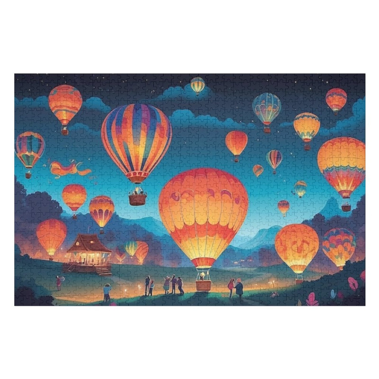 Puzzles for Adults 300 Pieces - Glowing Hot Air Balloon Puzzle ...