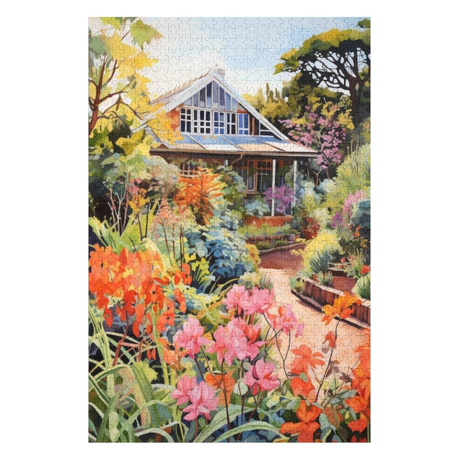 Puzzles for Adults 300 Pieces - House With Lot Flowers Funny Puzzles ...