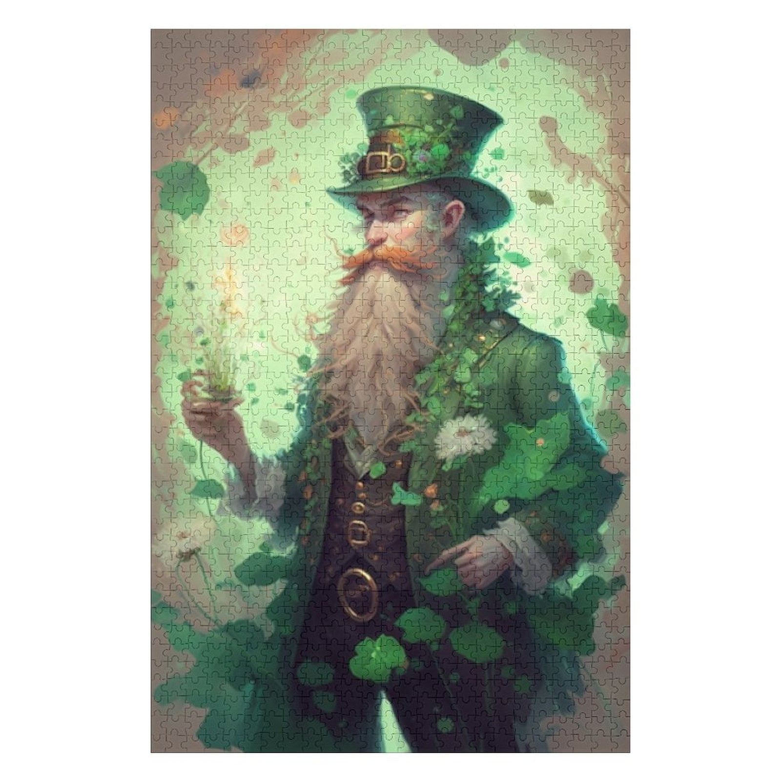 Puzzles for Adults 300 Pieces - Leprechaun With Green Leaves Green Hat ...