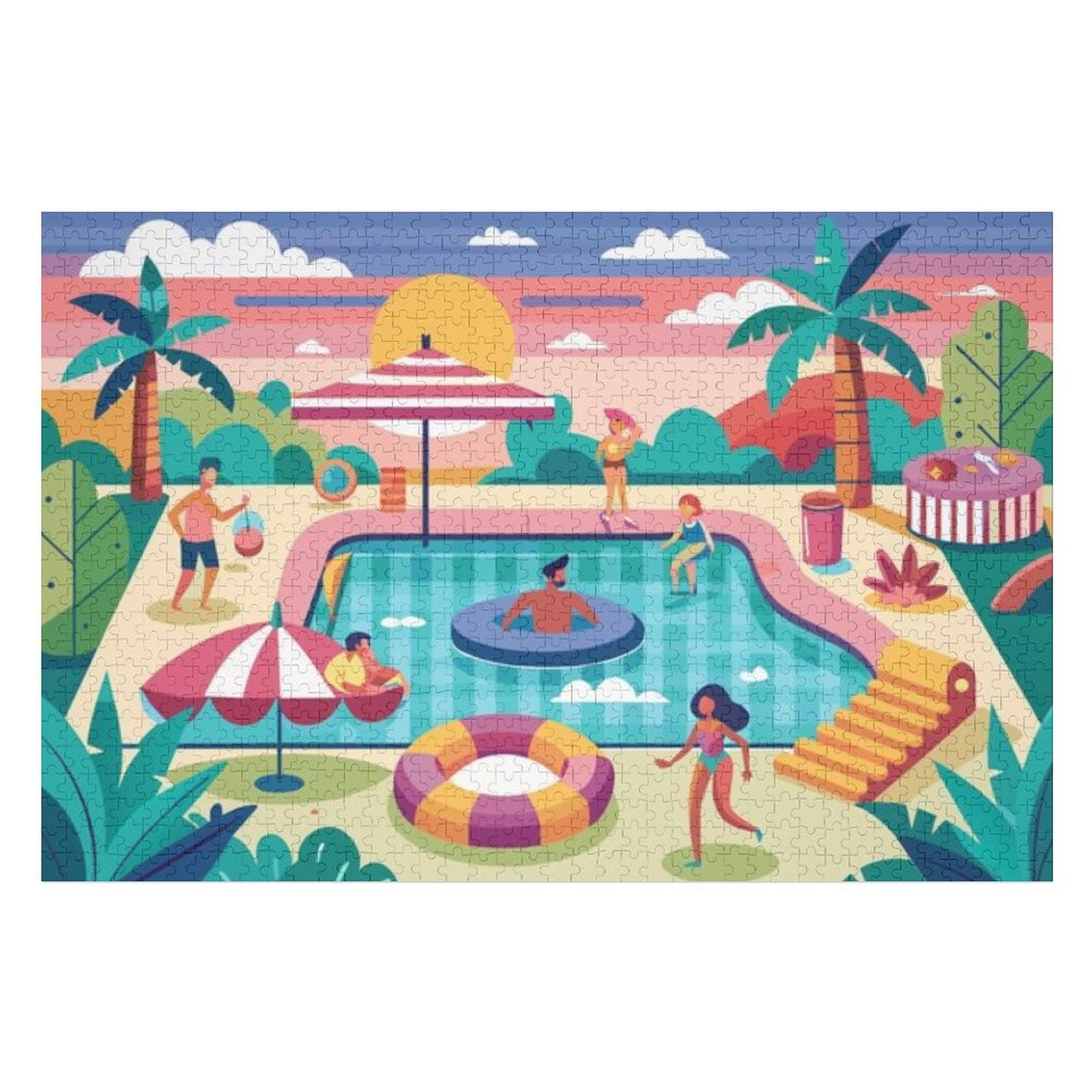Puzzles for Adults 300 Pieces - Pool Party Puzzle Christmas Perfect for ...